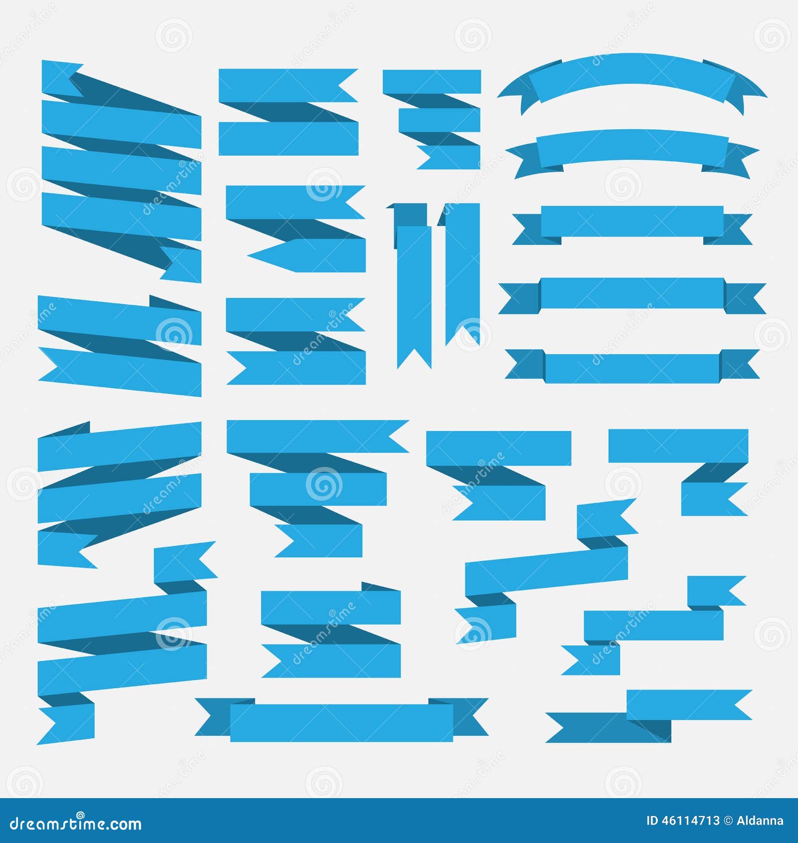 Blue Ribbons Set Isolated on White Background. Stock Vector ...