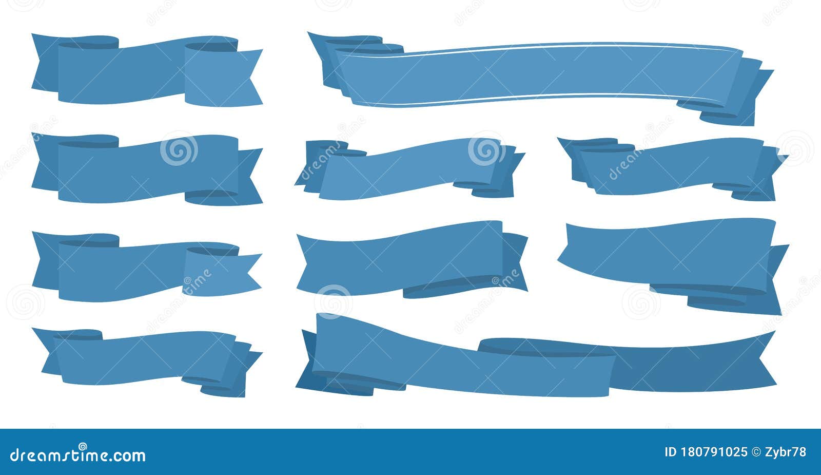 Blue ribbons set stock vector. Illustration of blank - 180791025