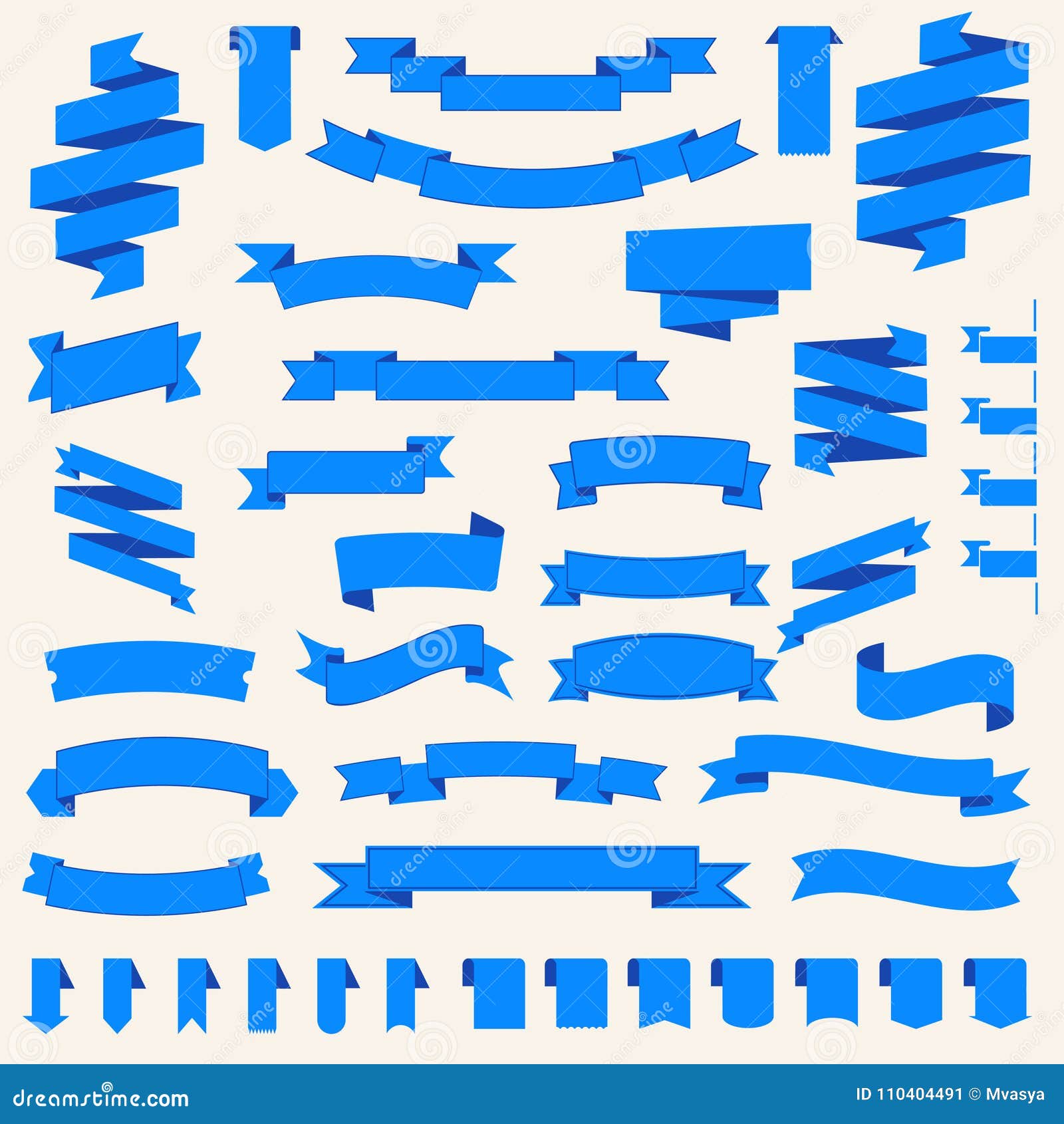 Blue Ribbons Set. Vector Templates for Design Stock Vector ...