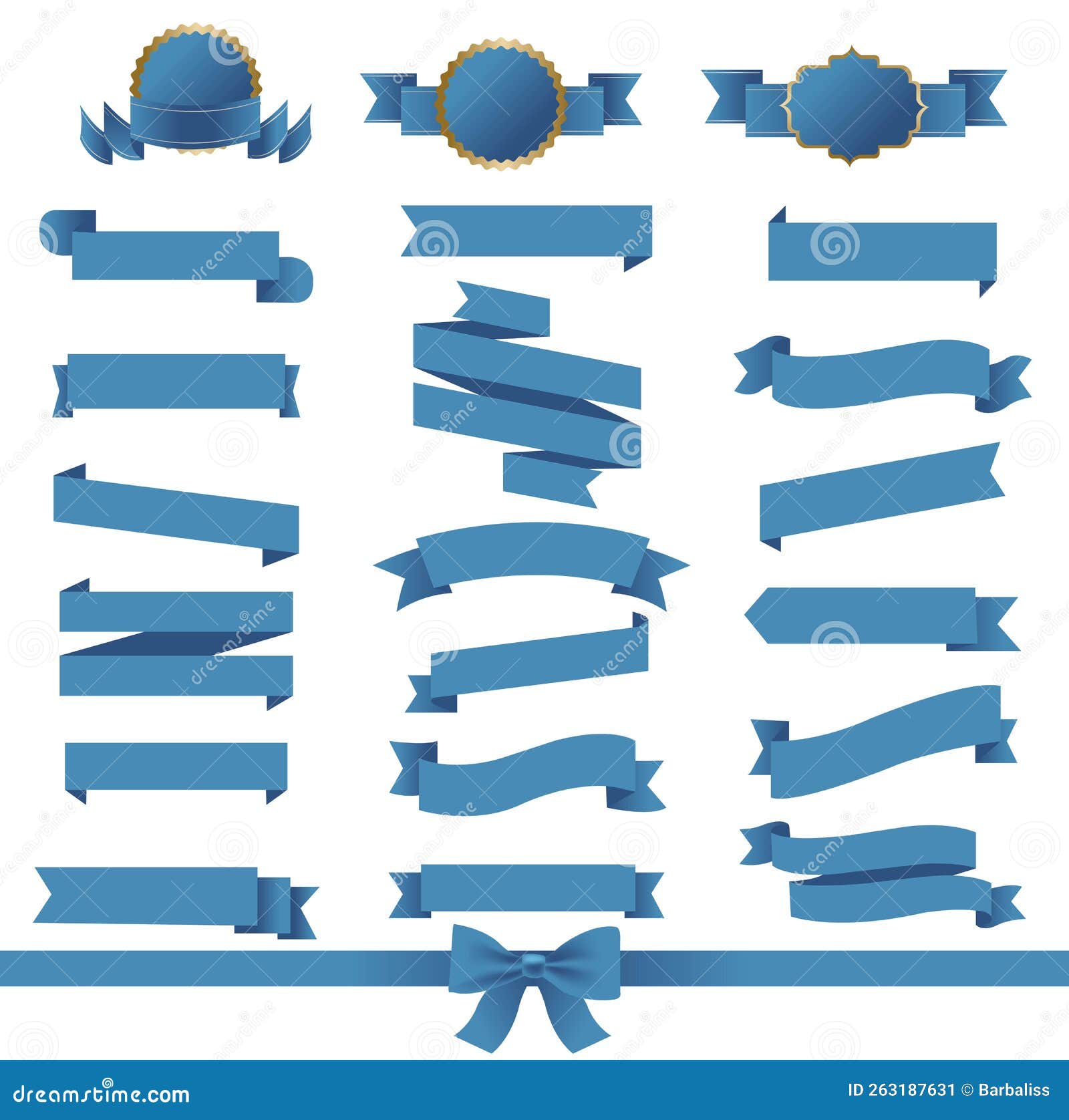 Blue Ribbons Set with White Background Stock Illustration ...