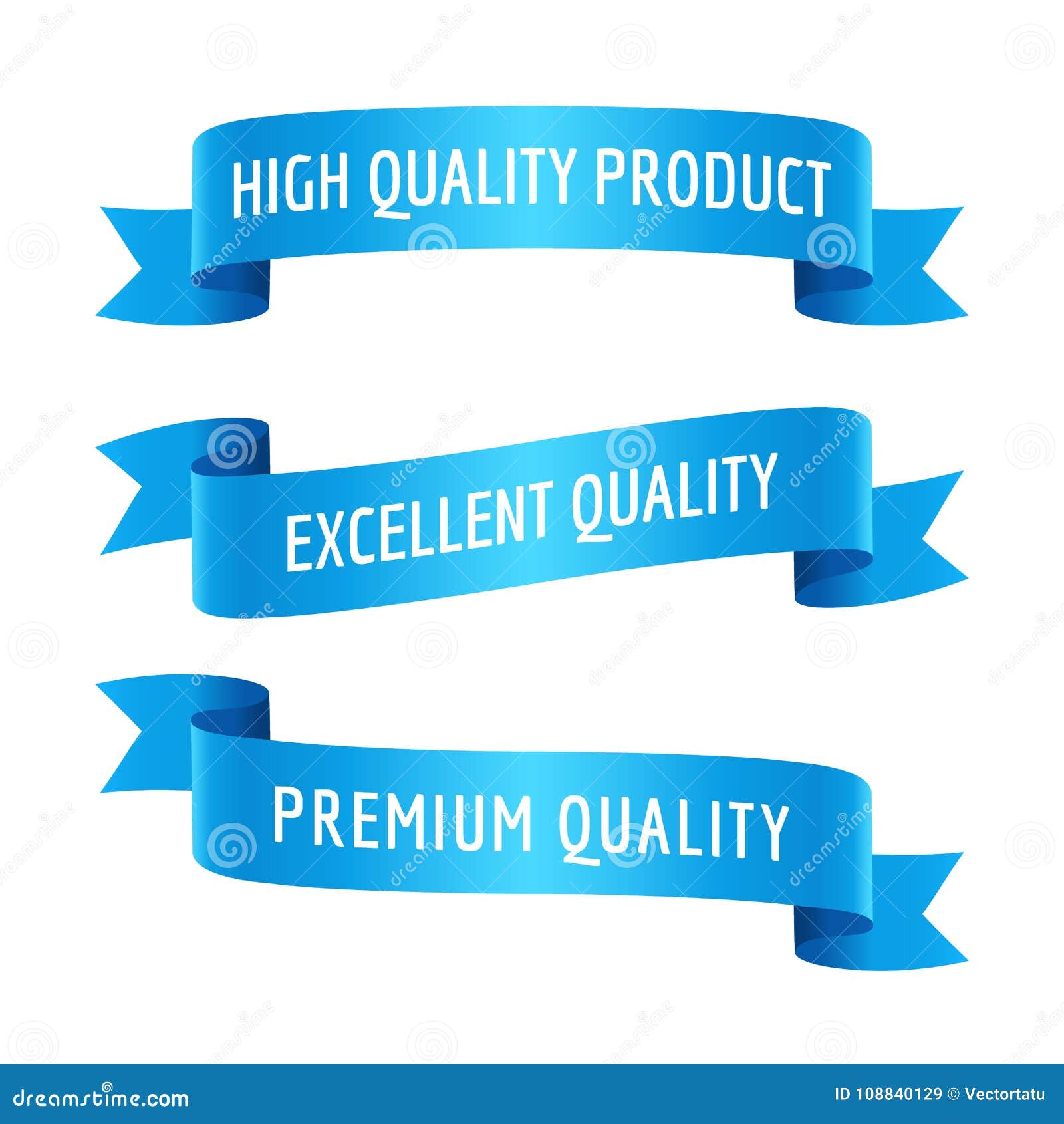 Blue ribbons with text set stock vector. Illustration of flag - 108840129