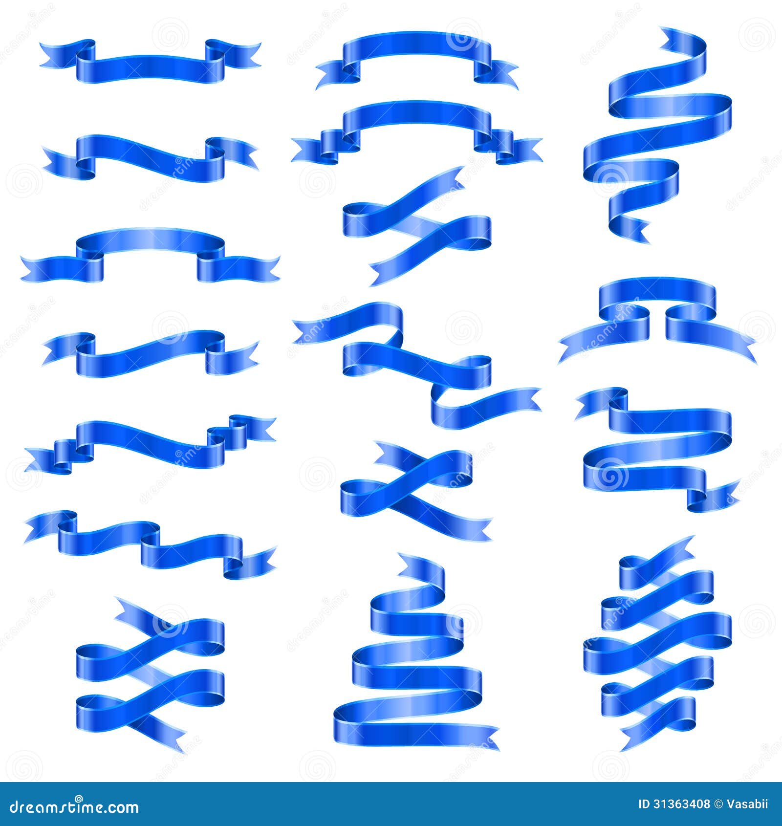 Blue ribbons stock vector. Illustration of parchment - 31363408