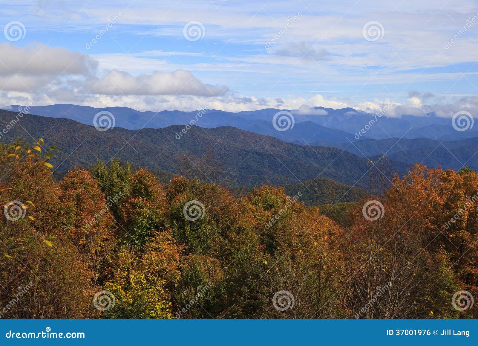 Blue Ridge Mountains with Clouds Stock Photo - Image of season, scene ...