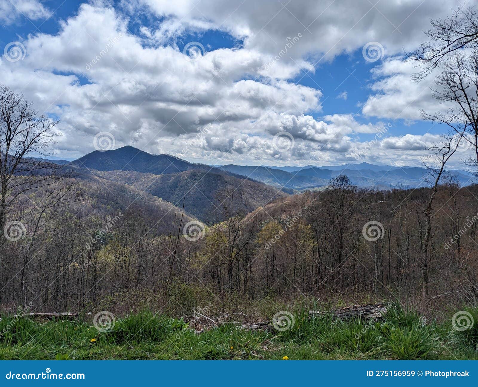 Blue Ridge Mountains Clouds Early Spring. Stock Image - Image of early ...