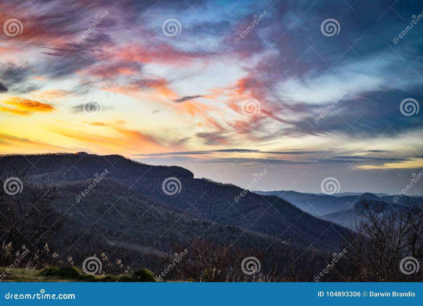 Blue Ridge Mountains at Dusk Stock Photo - Image of appalachia ...