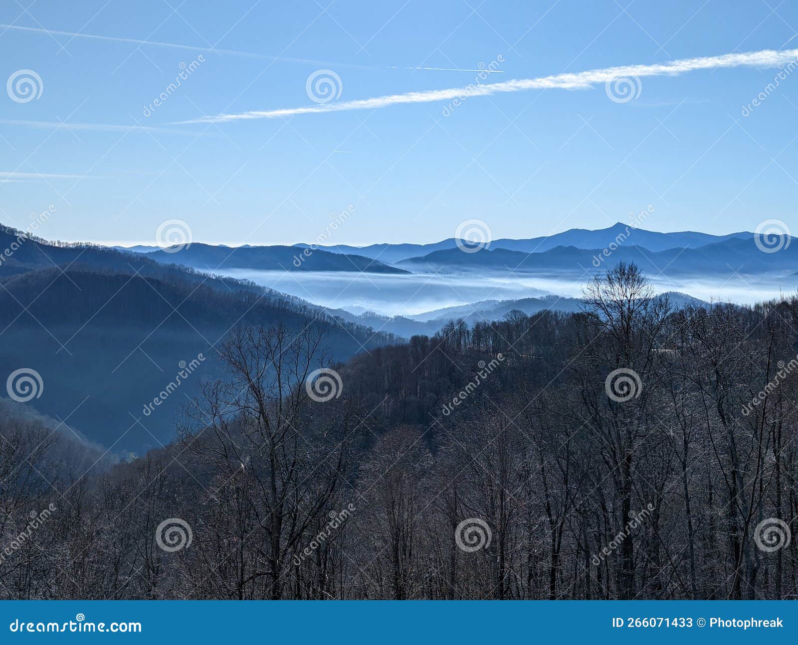 Blue Ridge Mountains in Winter with Low Clouds Stock Image - Image of ...
