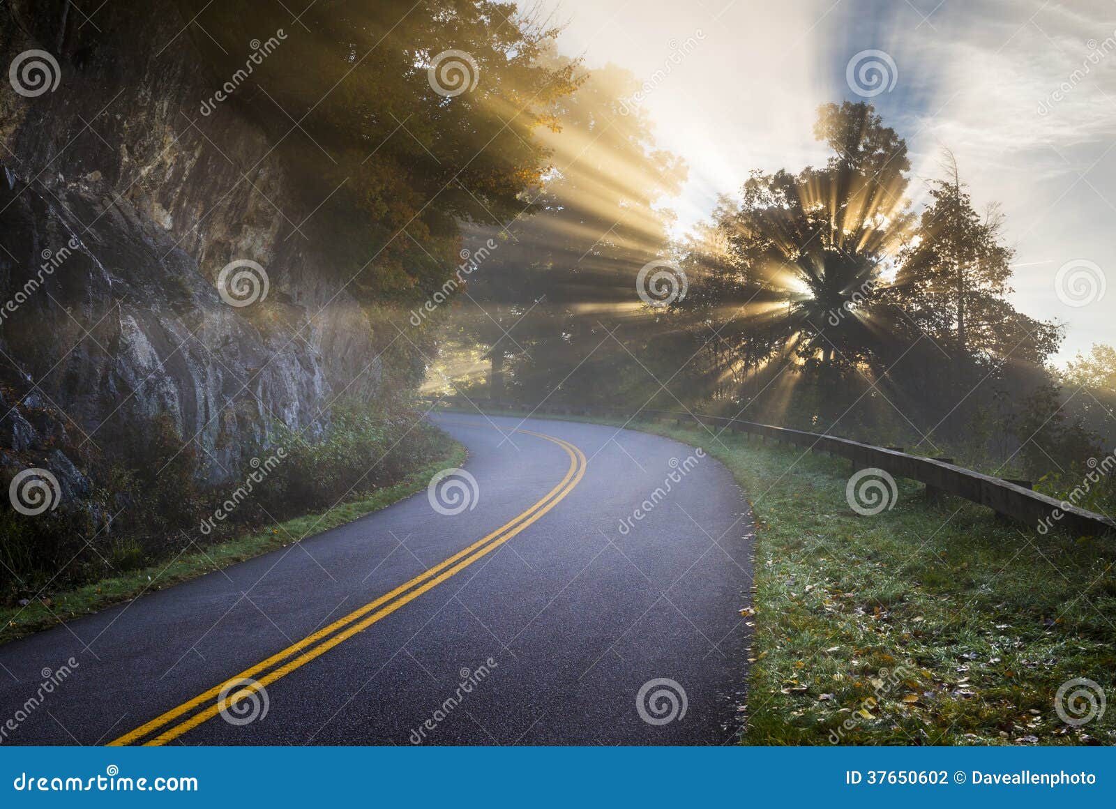 Blue Ridge Parkway North Carolina Sun Rays Stock Photo - Image of ...