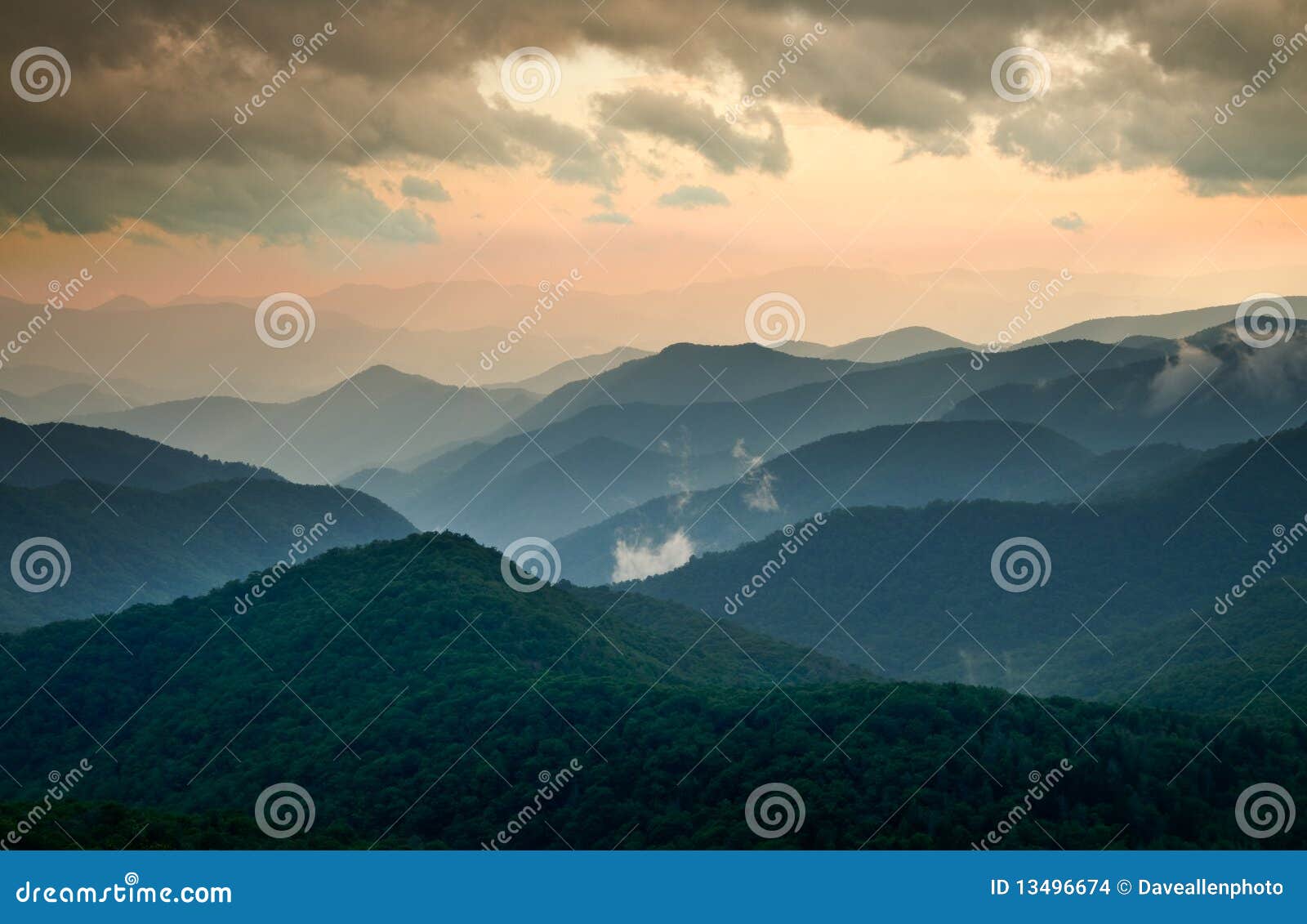 Blue Ridge Parkway Scenic Summer Sunset Stock Photo - Image of western ...