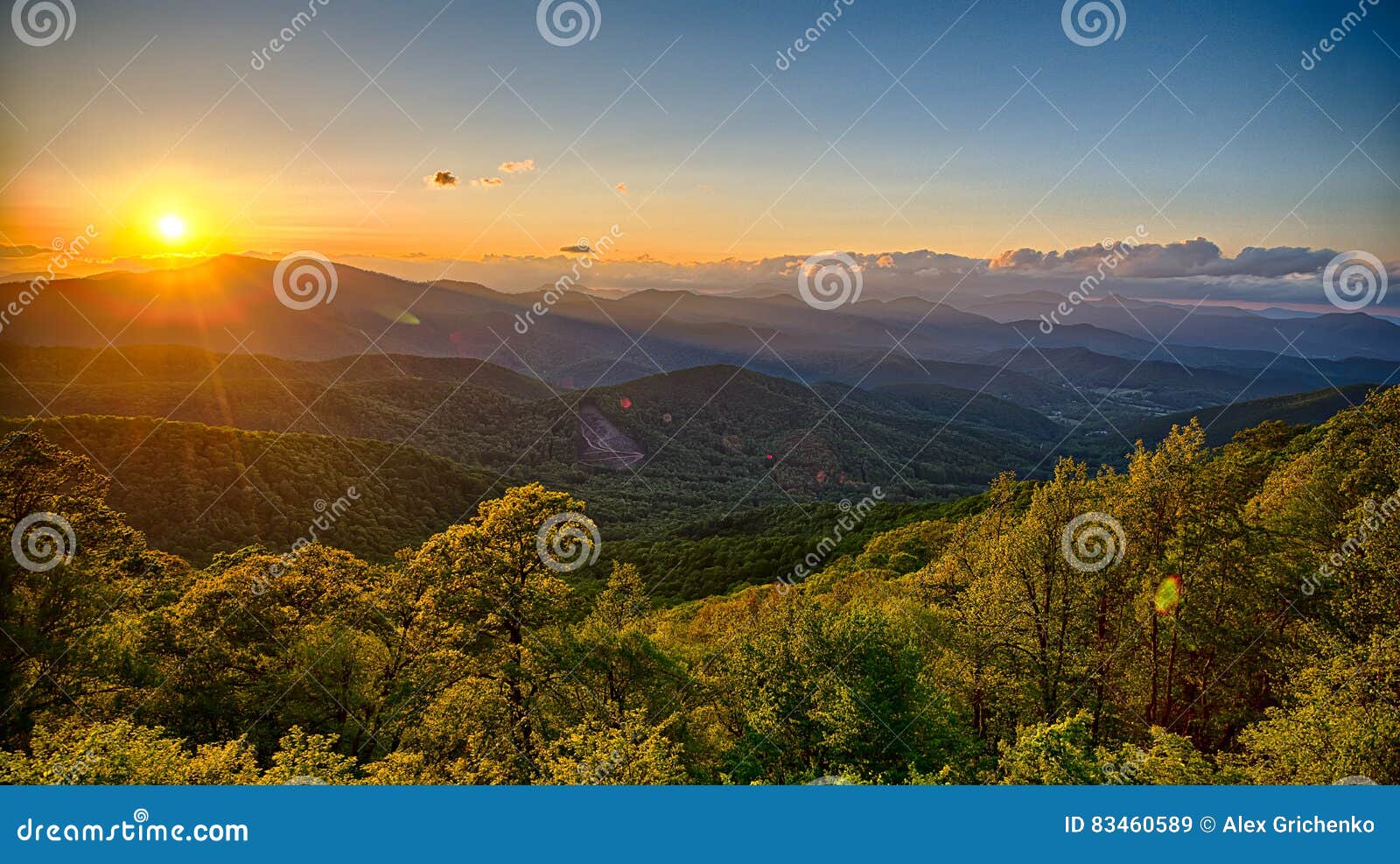 Blue Ridge Parkway Summer Appalachian Mountains Sunset Stock Image ...