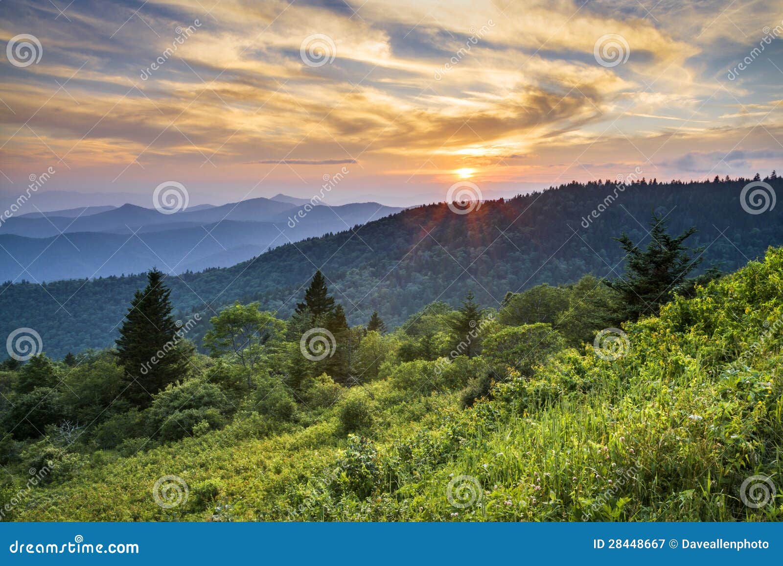 Blue Ridge Parkway Sunset Mountains Scenic Landscape Stock Image ...
