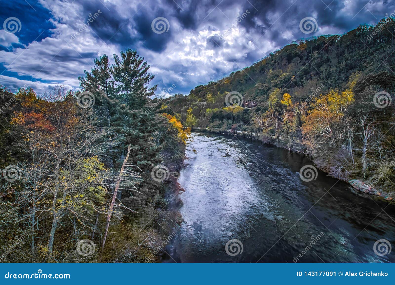 Blue Ridge and Smoky Mountains Changing Color in Fall Stock Image ...