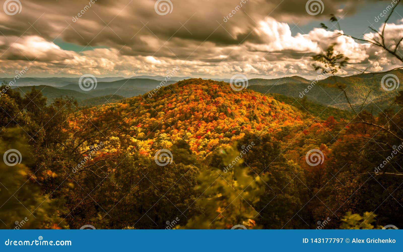 Blue Ridge and Smoky Mountains Changing Color in Fall Stock Image ...