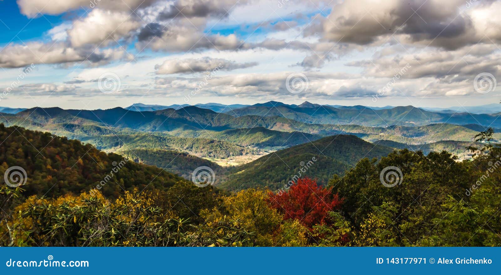 Blue Ridge and Smoky Mountains Changing Color in Fall Stock Image ...