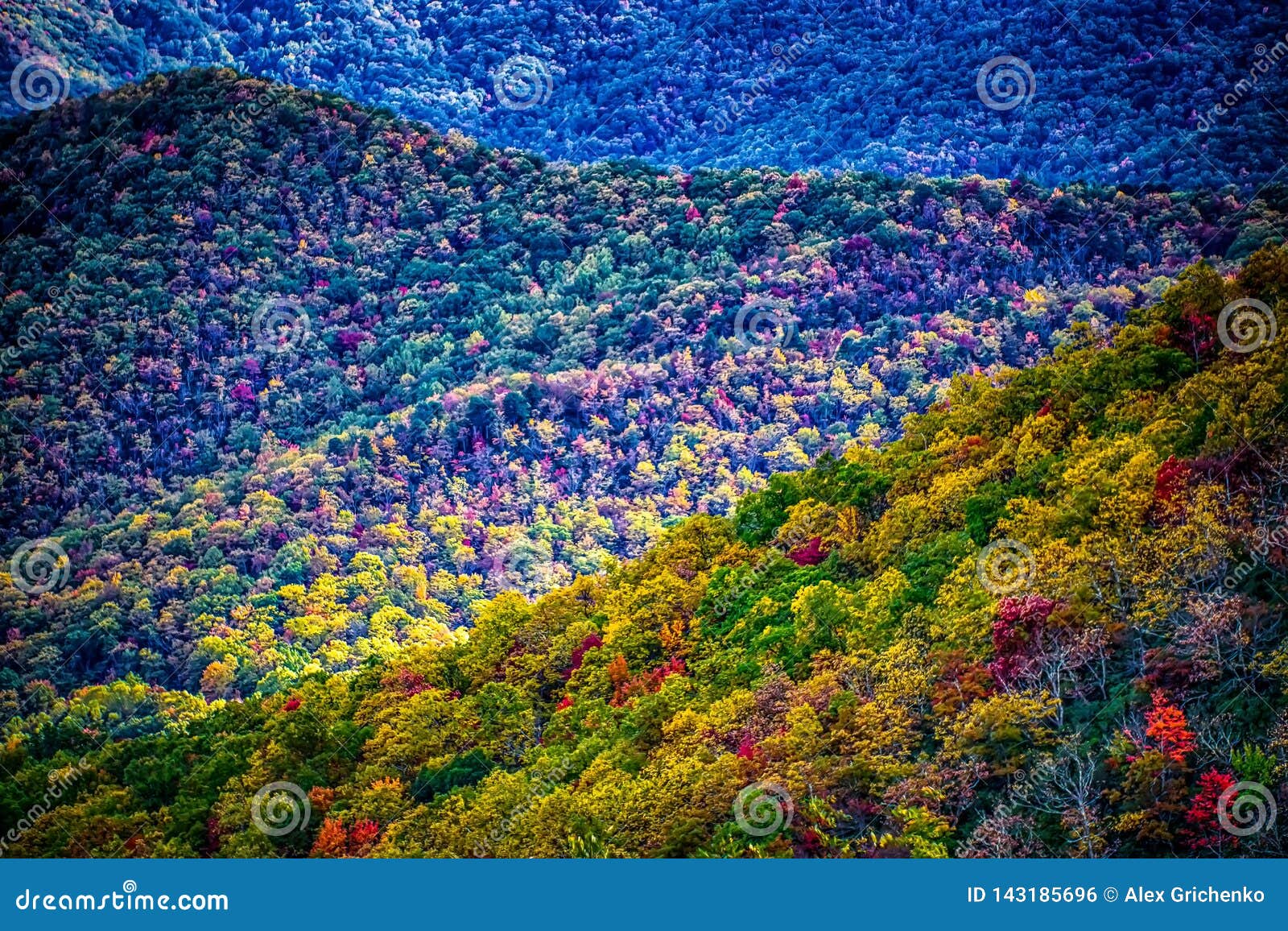 Blue Ridge and Smoky Mountains Changing Color in Fall Stock Photo ...