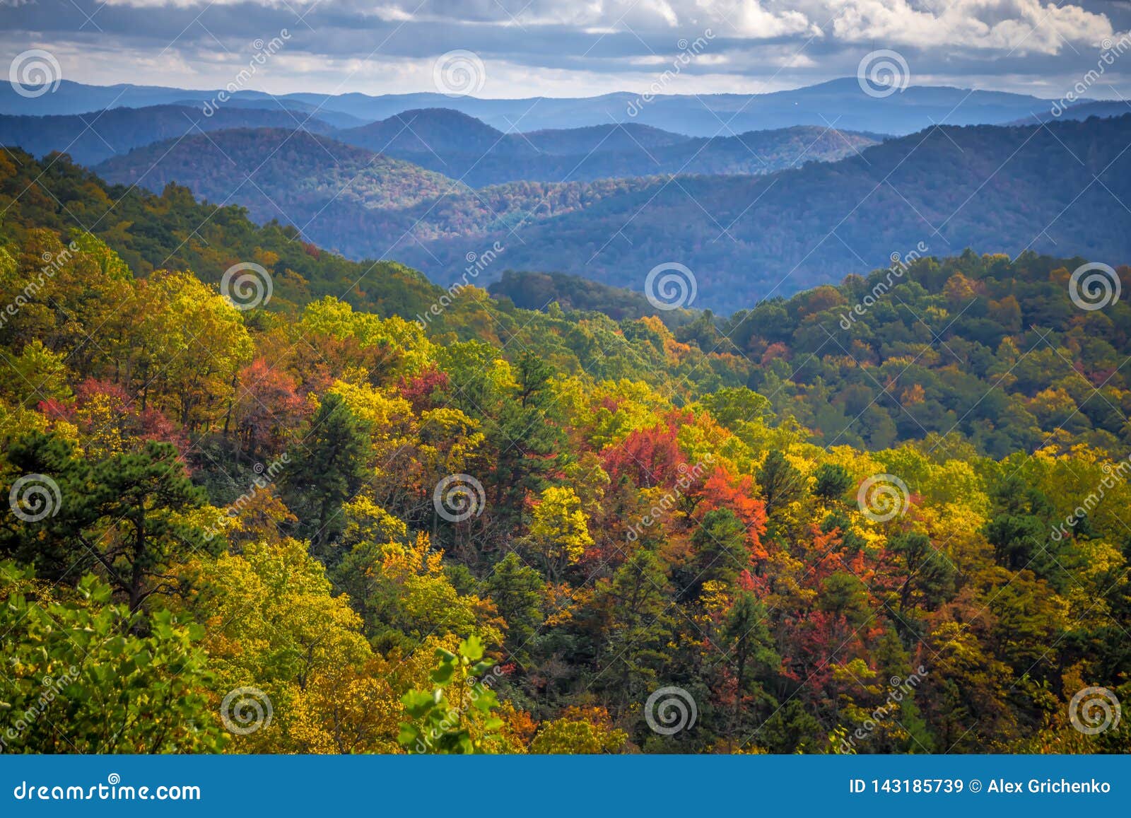 Blue Ridge and Smoky Mountains Changing Color in Fall Stock Image ...