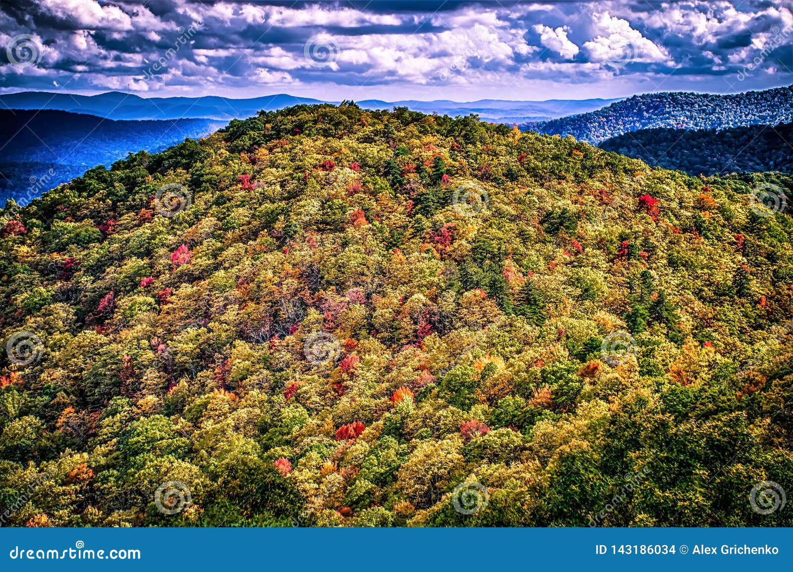 Blue Ridge and Smoky Mountains Changing Color in Fall Stock Photo ...