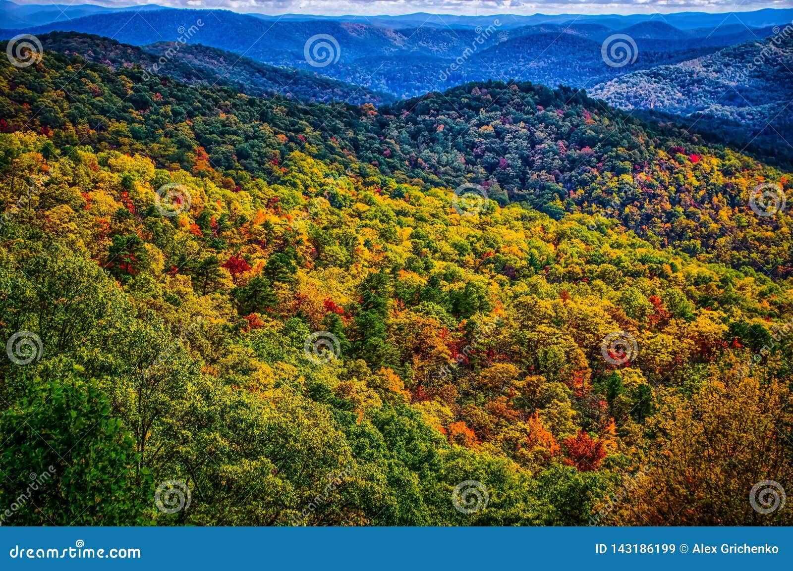 Blue Ridge and Smoky Mountains Changing Color in Fall Stock Image ...