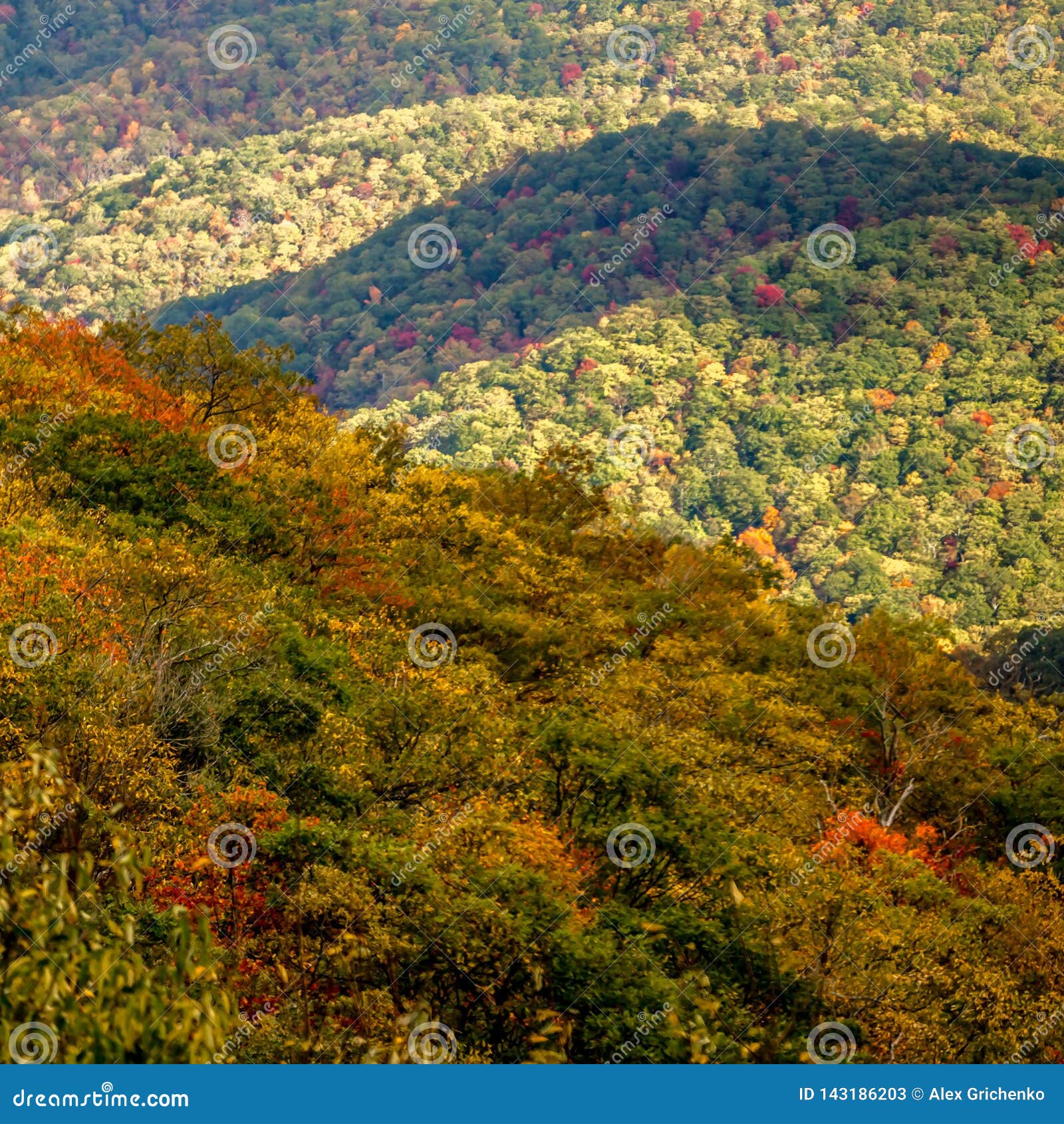 Blue Ridge and Smoky Mountains Changing Color in Fall Stock Image ...
