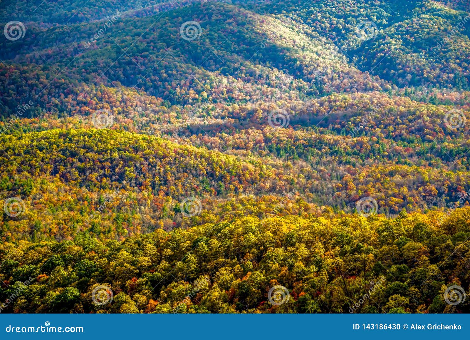 Blue Ridge and Smoky Mountains Changing Color in Fall Stock Photo ...