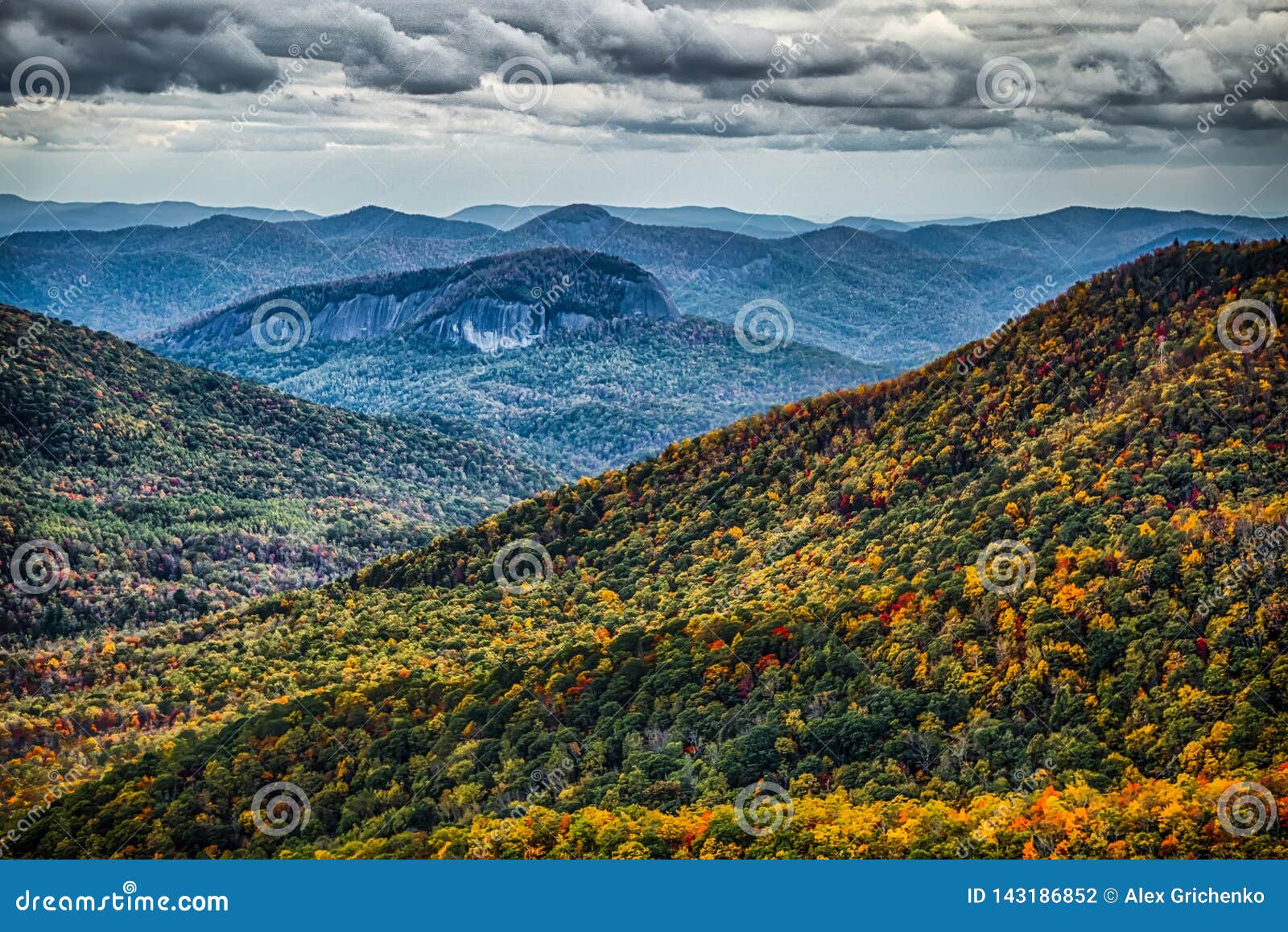 Blue Ridge and Smoky Mountains Changing Color in Fall Stock Photo ...