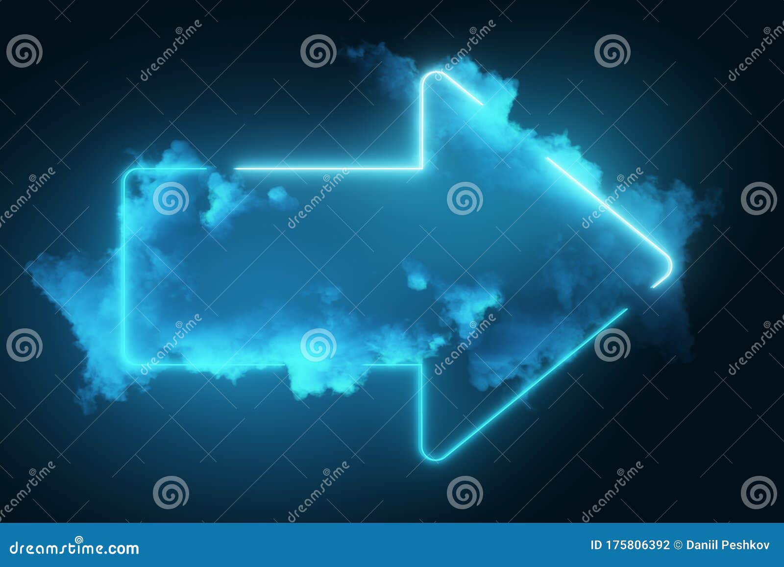 Blue right neon arrow stock illustration. Illustration of illuminated ...