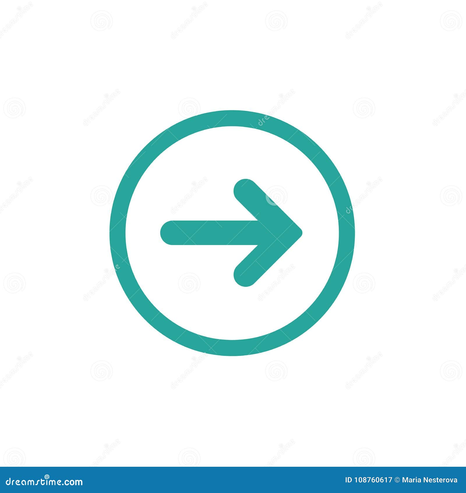 Blue Right Rounded Arrow in Blue Circle Icon. Isolated on White ...