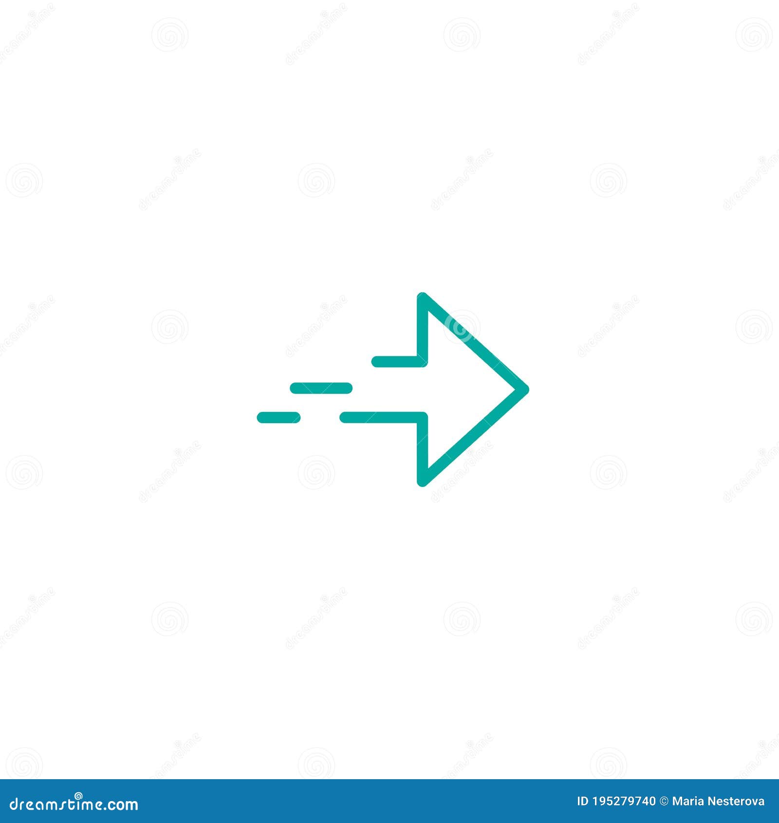 Blue Right Sharp Arrow. Line Icon Isolated on White Stock Illustration ...