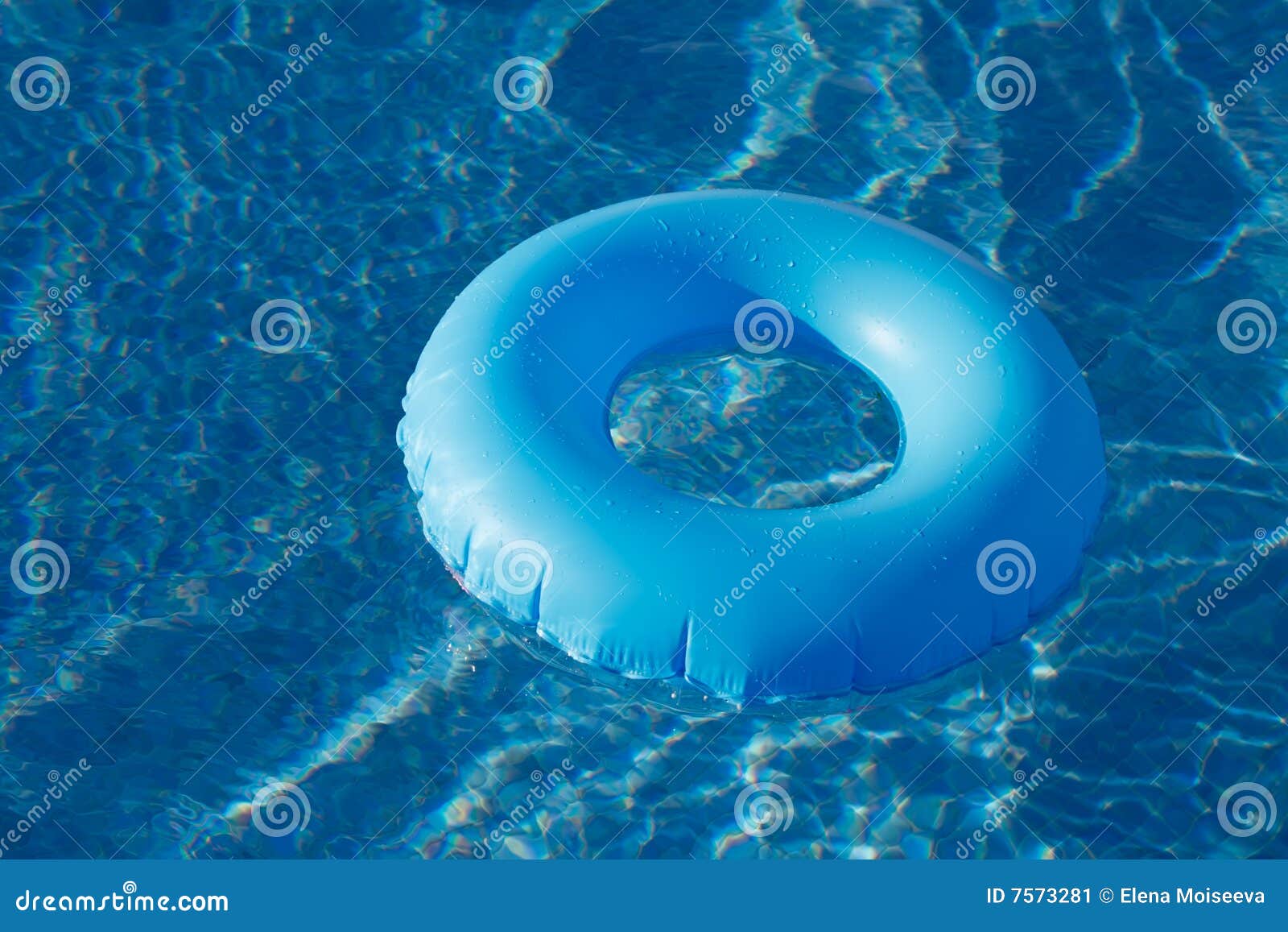 Blue Ring Floating on Crystal Clear Water Pool Stock Image - Image of ...
