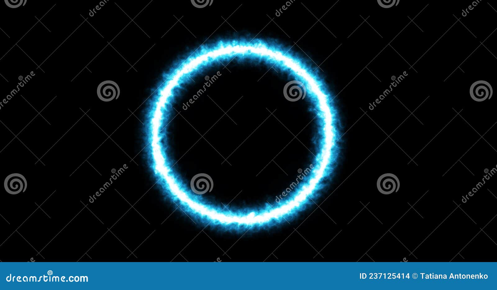 Blue Ring of Lightning, Energy on a Black Background. Abstract Energy ...