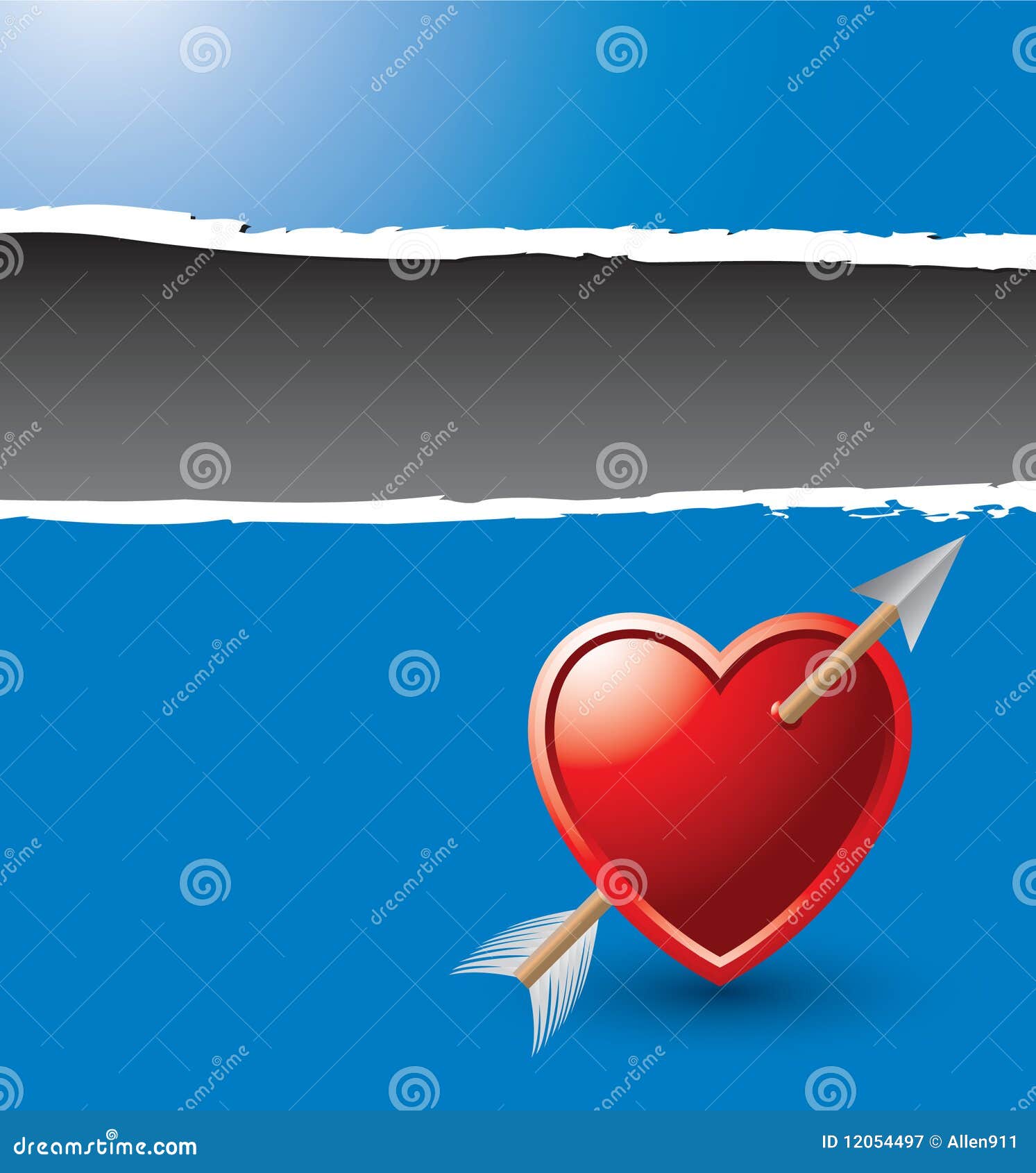 Blue Ripped Banner with Heart with Arrow Stock Vector - Illustration of ...