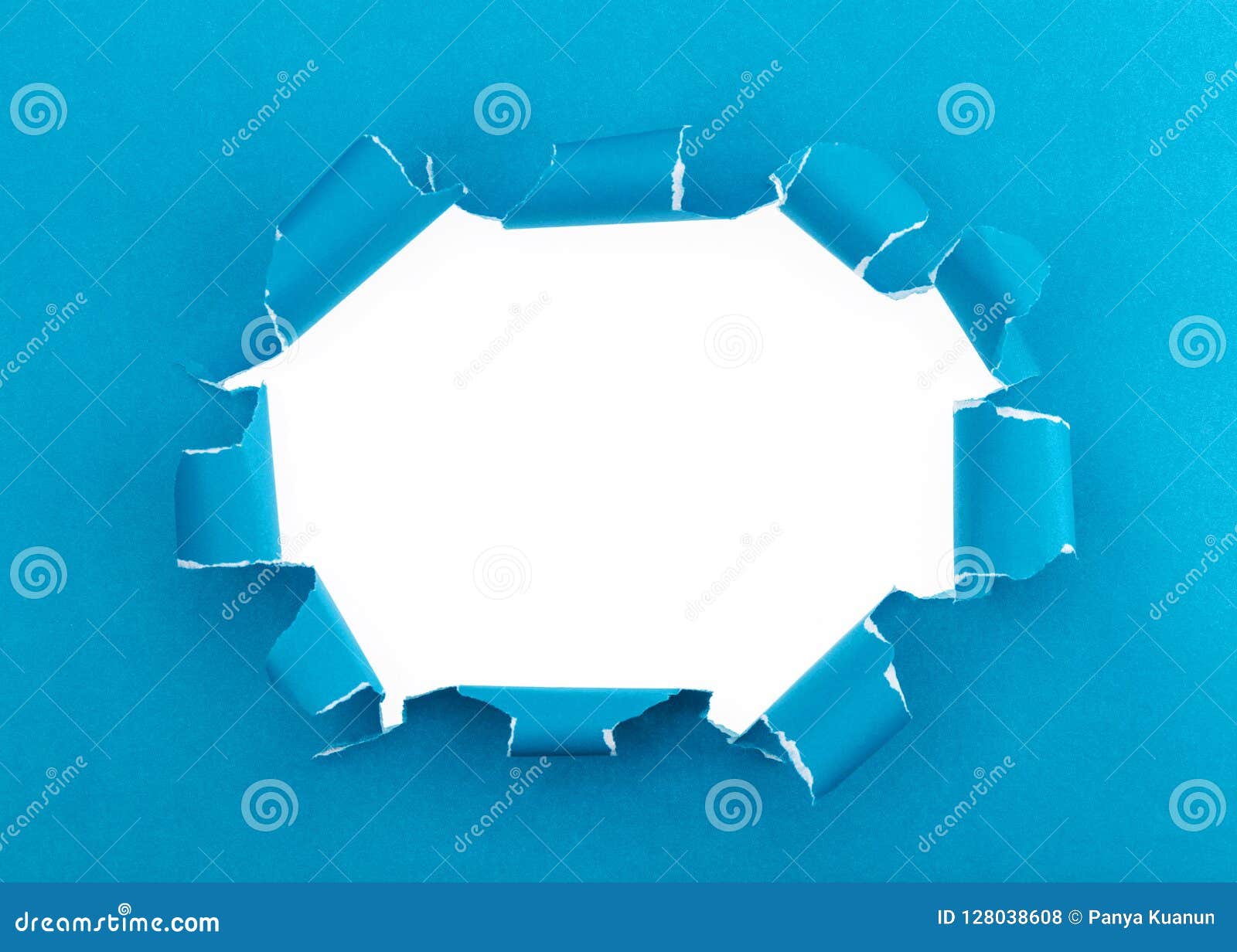 Blue Ripped Open Paper Background,space for Your Message on Torn Stock ...
