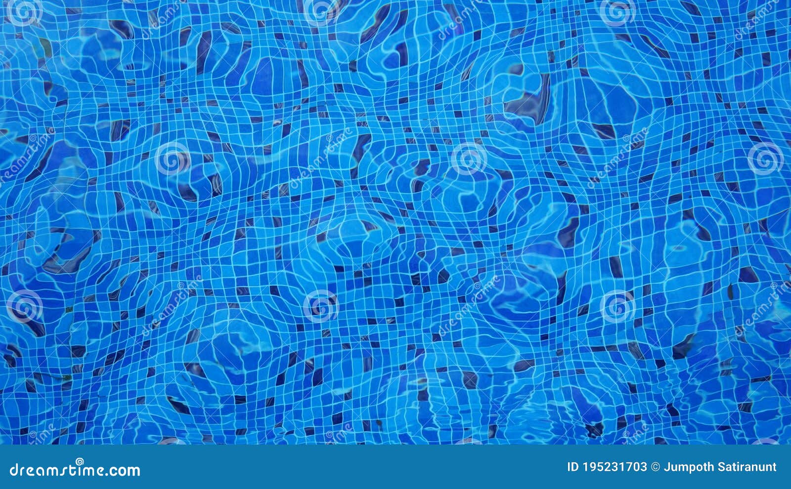 Blue Ripped Water in Swimming Pool, Ripples and Flow Distorting Tile ...