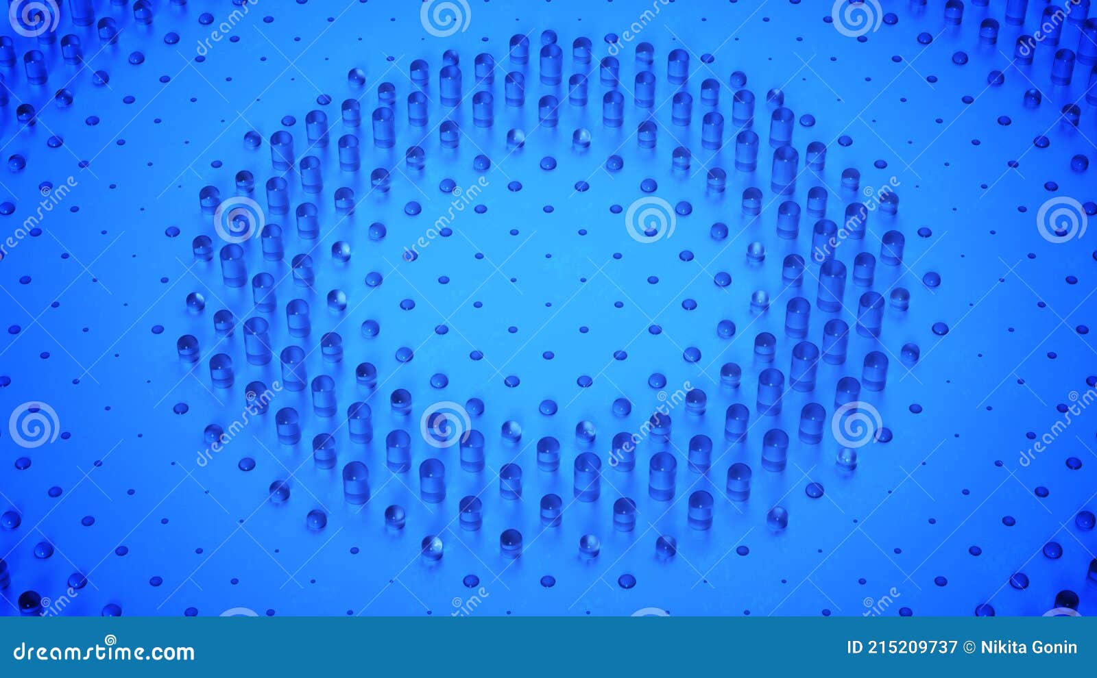 Blue Ripple of Glass Cylinders 3D Render Stock Illustration ...