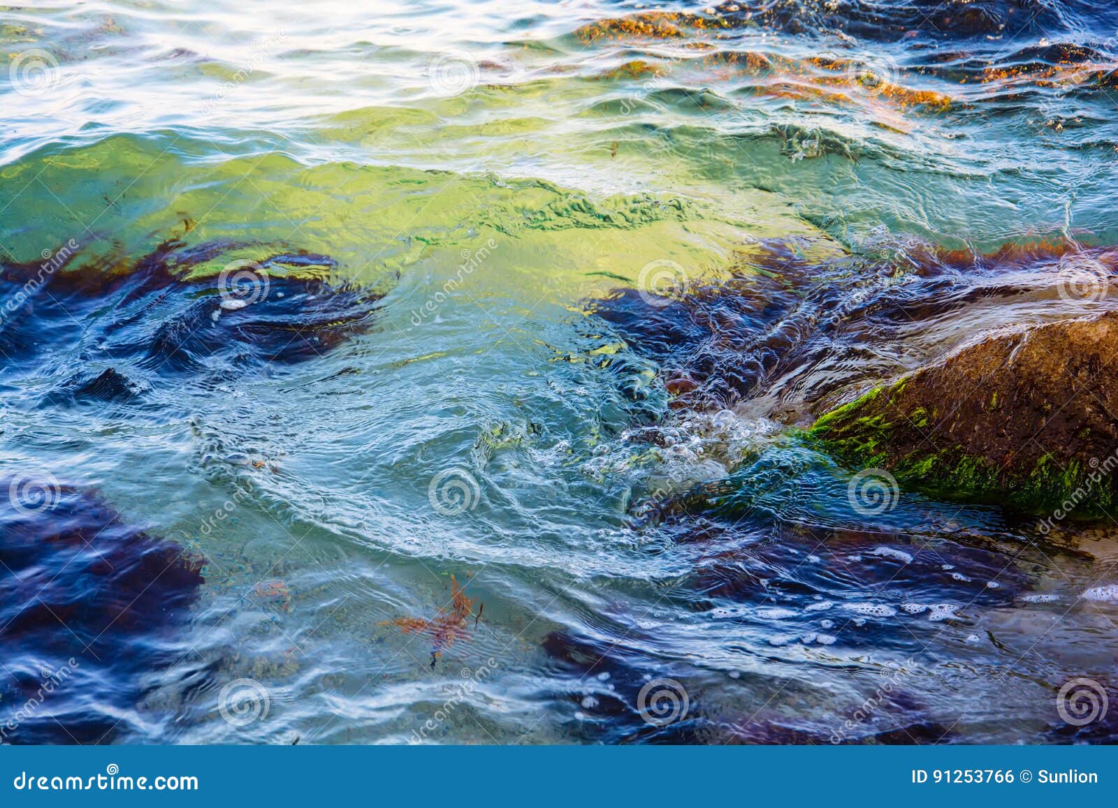 Blue Ripple Wave Sea with Rock Stock Photo - Image of motion, pattern ...