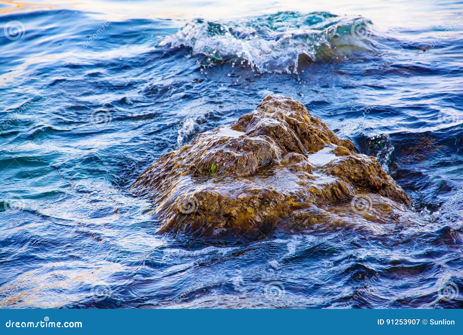 Blue Ripple Wave Sea with Rock Stock Image - Image of nature, clean ...