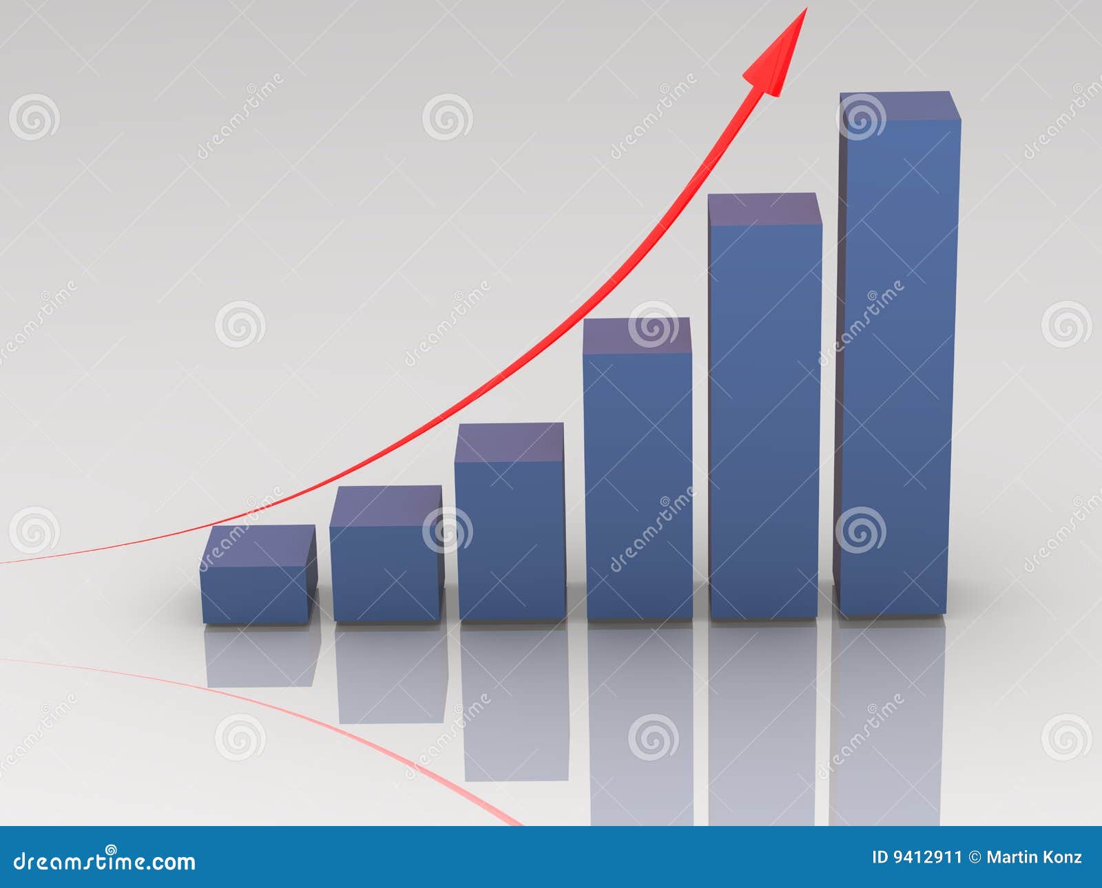 Blue Rising Bar Chart on White Stock Illustration - Illustration of ...
