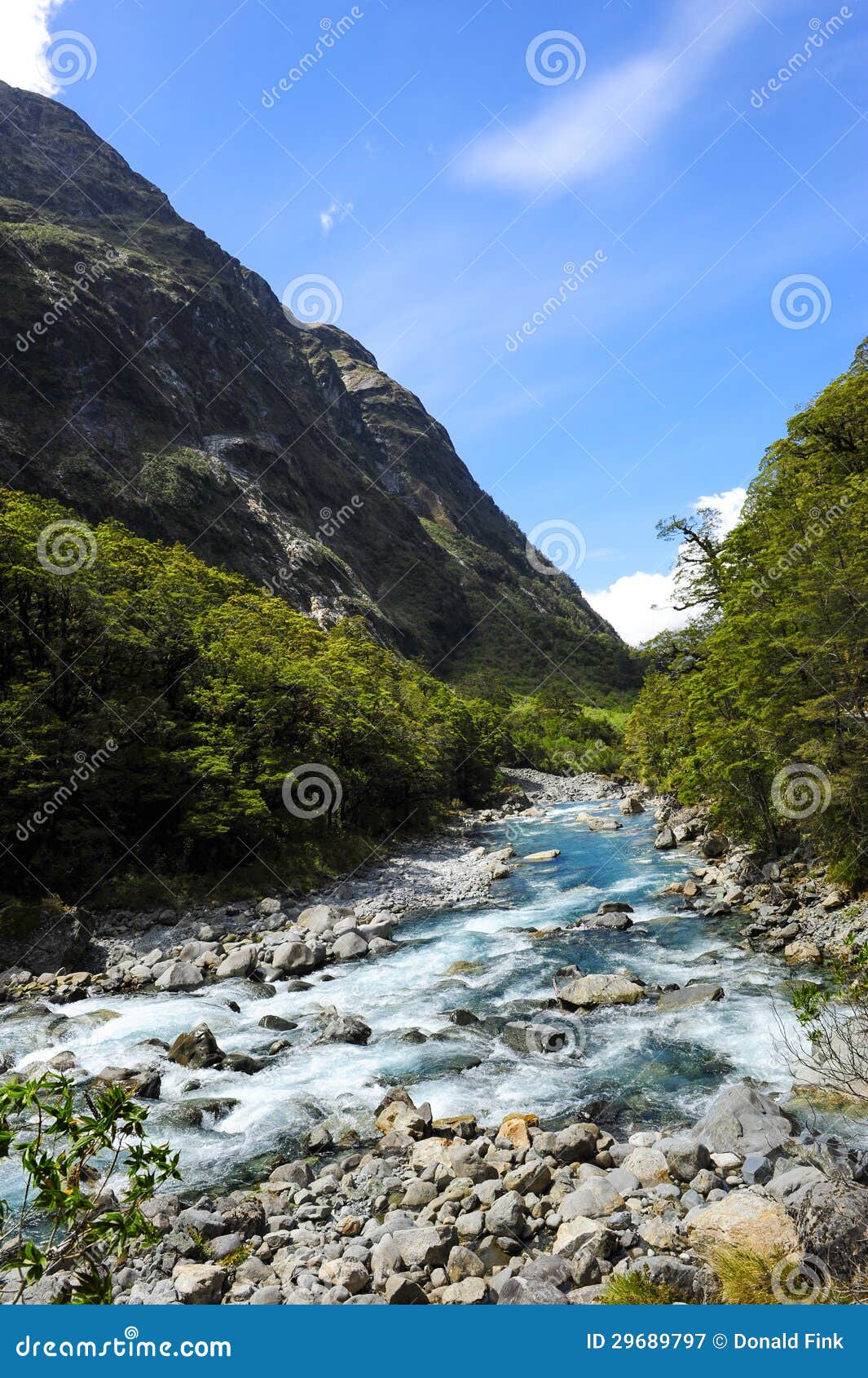Blue River Flowing in New Zealand Stock Image - Image of zealand ...