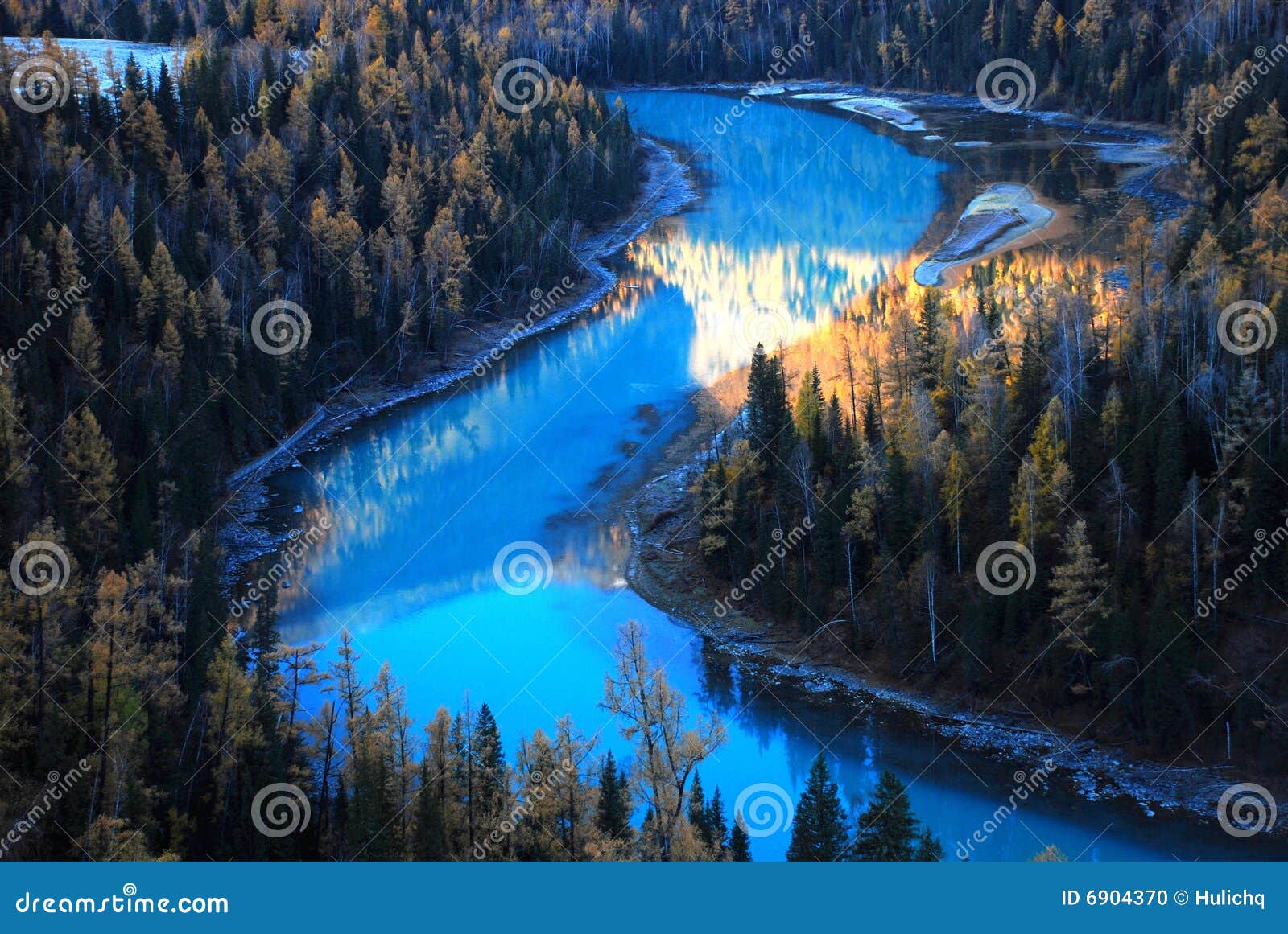 Blue river in forest stock photo. Image of yeloowy, river - 6904370