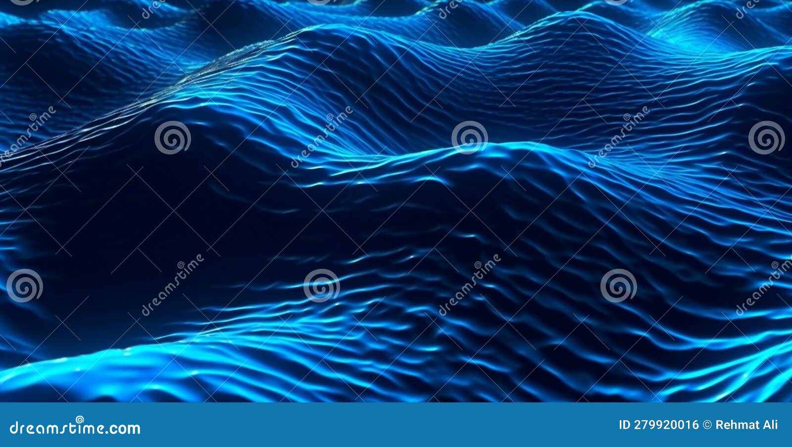 Blue River Ocean Wave Layer Background with Neon Light Effects 3D ...