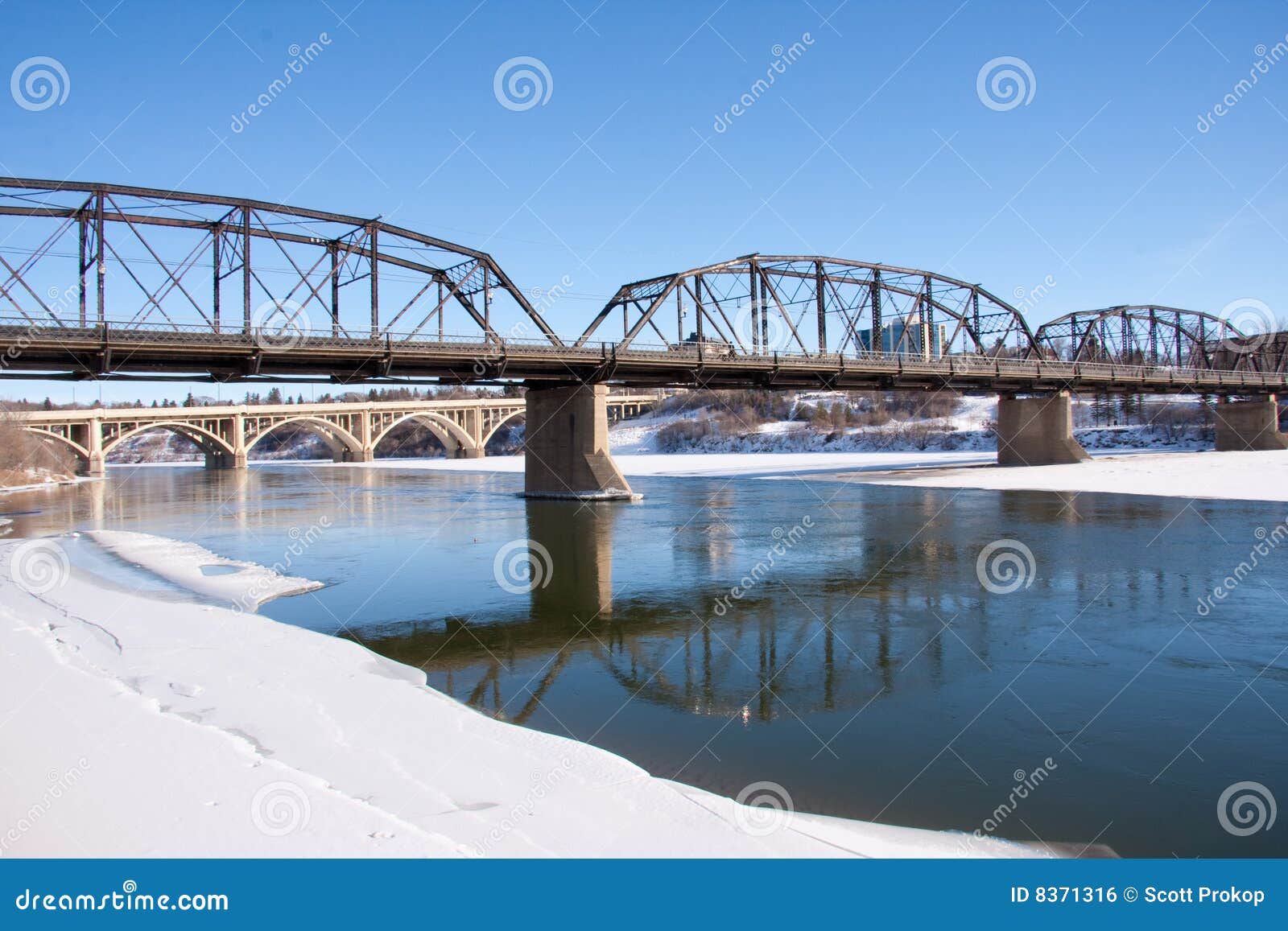 Blue River Reflections in the City of Bridges Stock Photo - Image of ...
