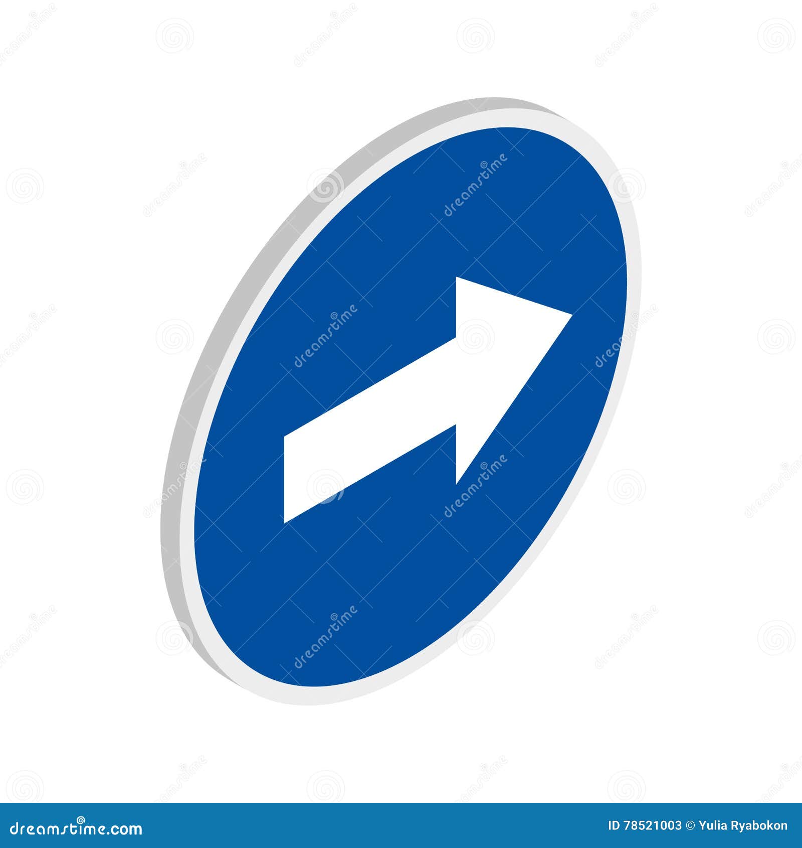 Blue Road Sign Pointing Right Icon Stock Vector - Illustration of ...