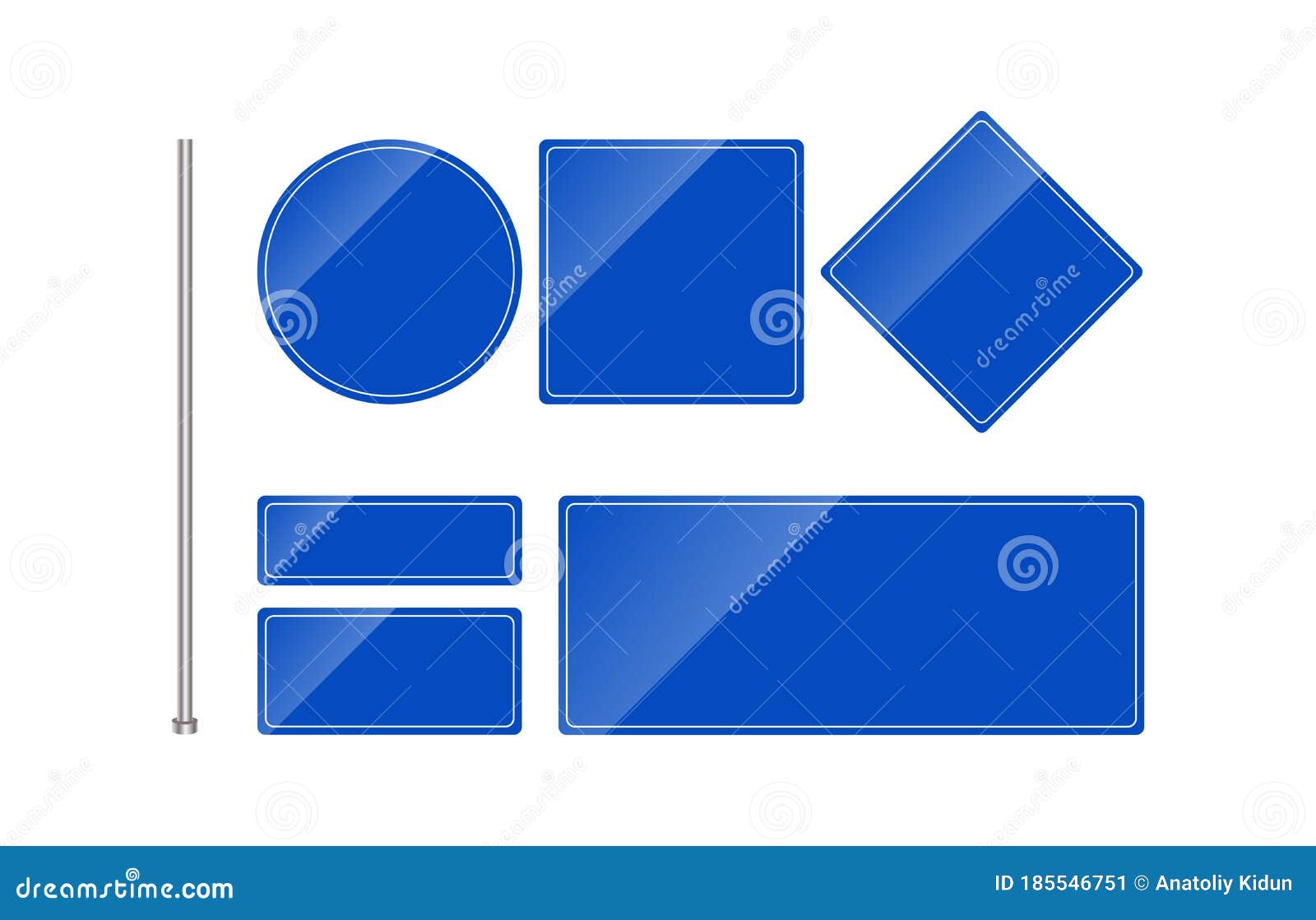Blue Road Sign Set on White Background. Vector Stock Illustration ...