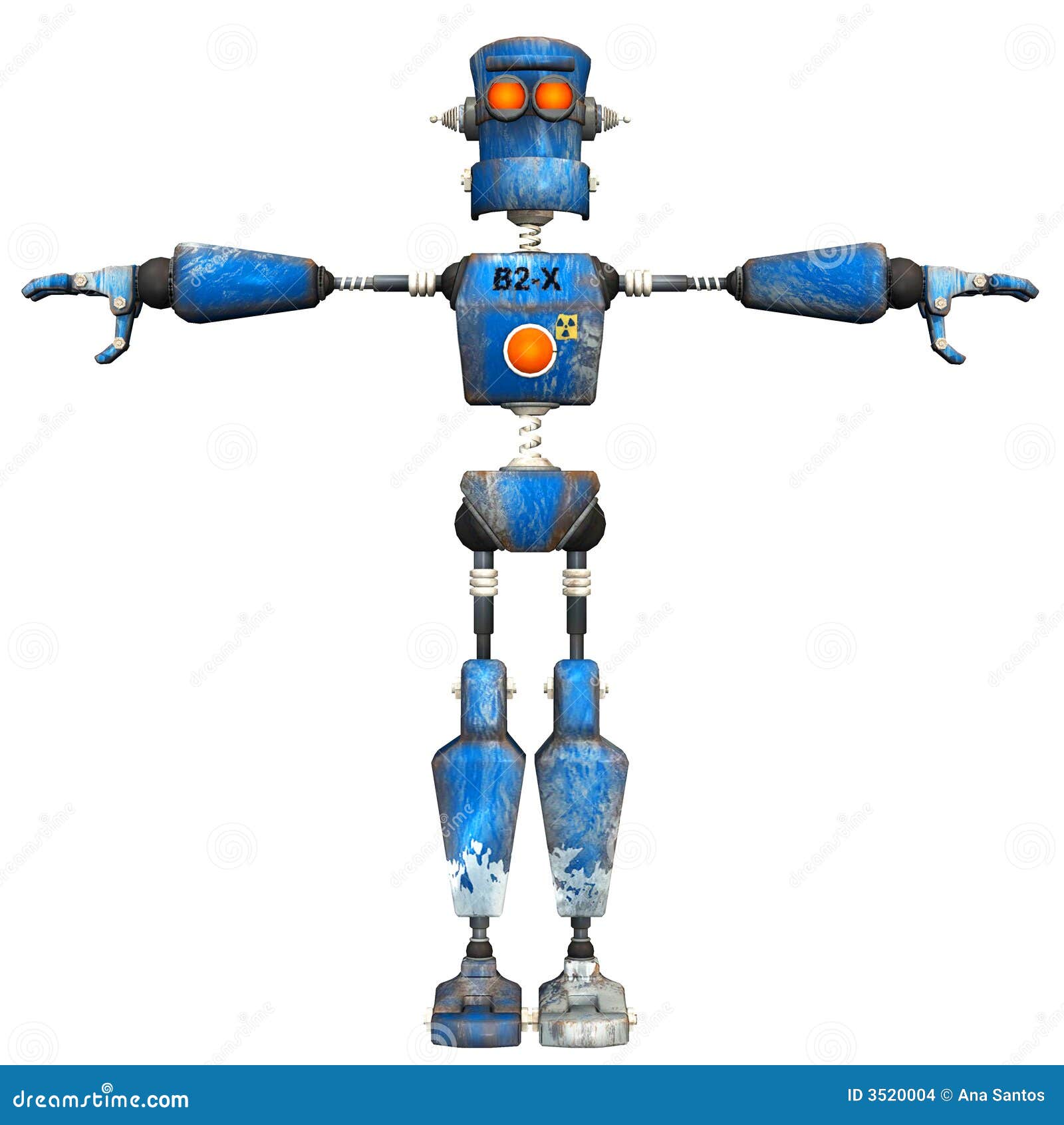 Blue Robot With Cylinder Head And Keyboard Mouth And Cyclops Compound ...