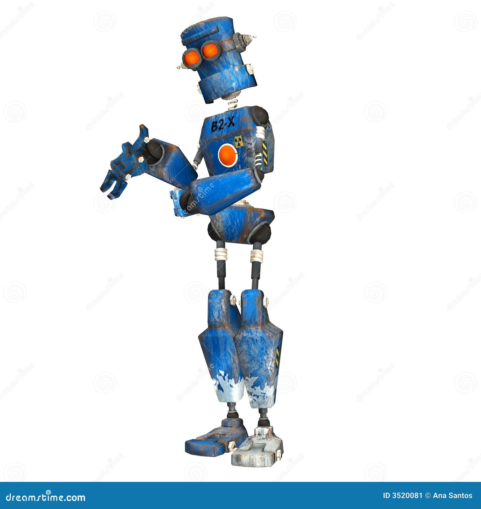 Set Of Blue Robot Vector Illustrations With Various Expressions ...