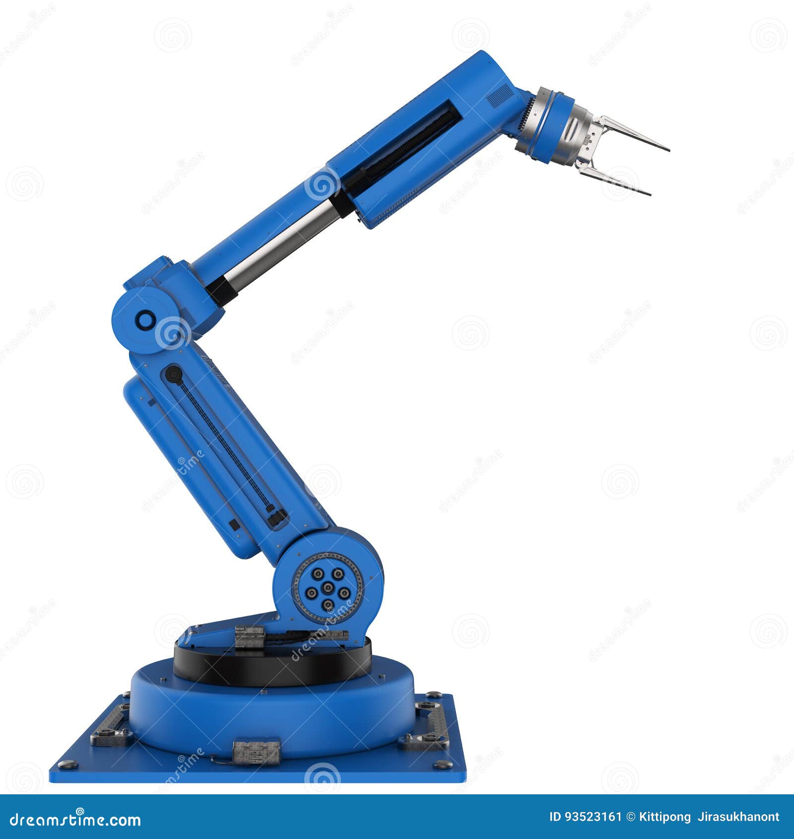 Blue Robot Arm on White Background Stock Illustration - Illustration of ...