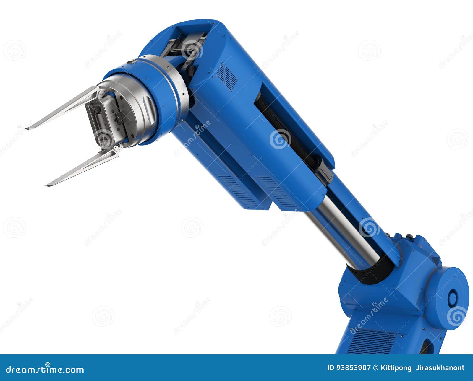 Blue Robot Arm on White Background Stock Illustration - Illustration of ...