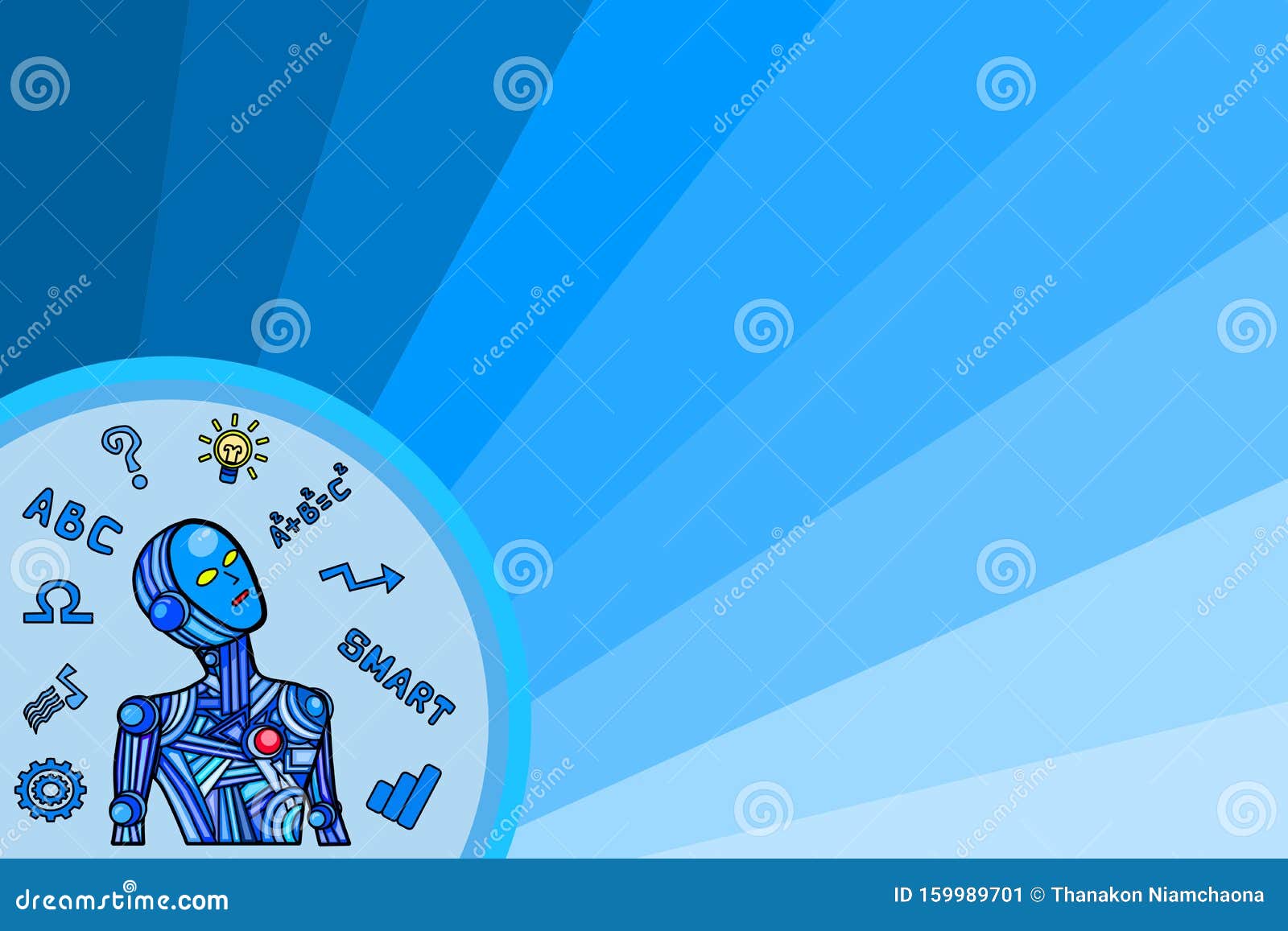 Blue Robot and Blue Background Stock Illustration - Illustration of ...