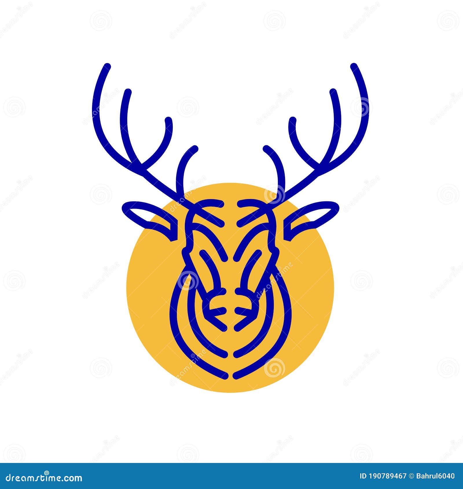 Deer Blue Line Logo Vector stock vector. Illustration of blue - 190789467