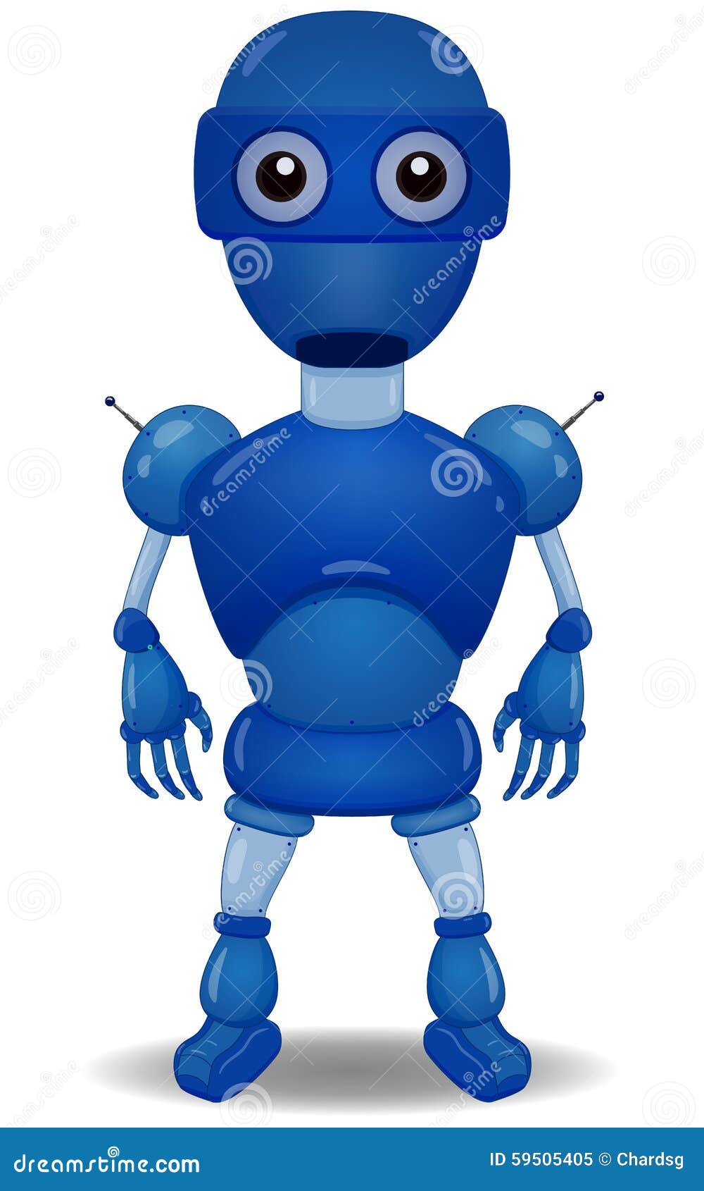 Blue robot stock vector. Illustration of character, white - 59505405