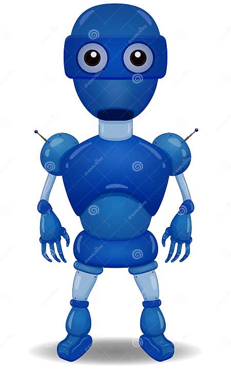 Blue robot stock vector. Illustration of character, white - 59505405